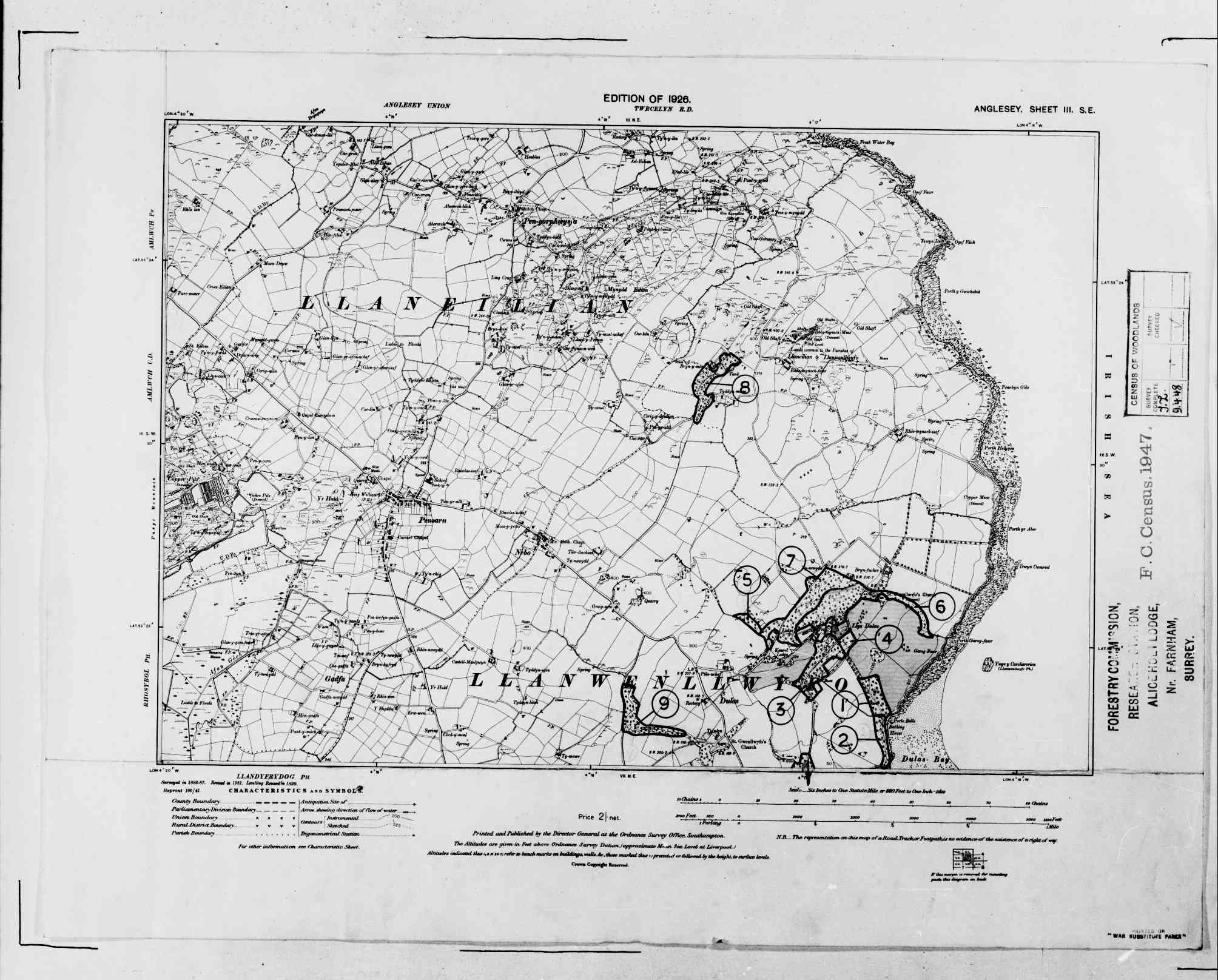 Detailed Old Map of anglesey Ordnance Survey (OS) Map Sheet 3 SE (Sheet ...