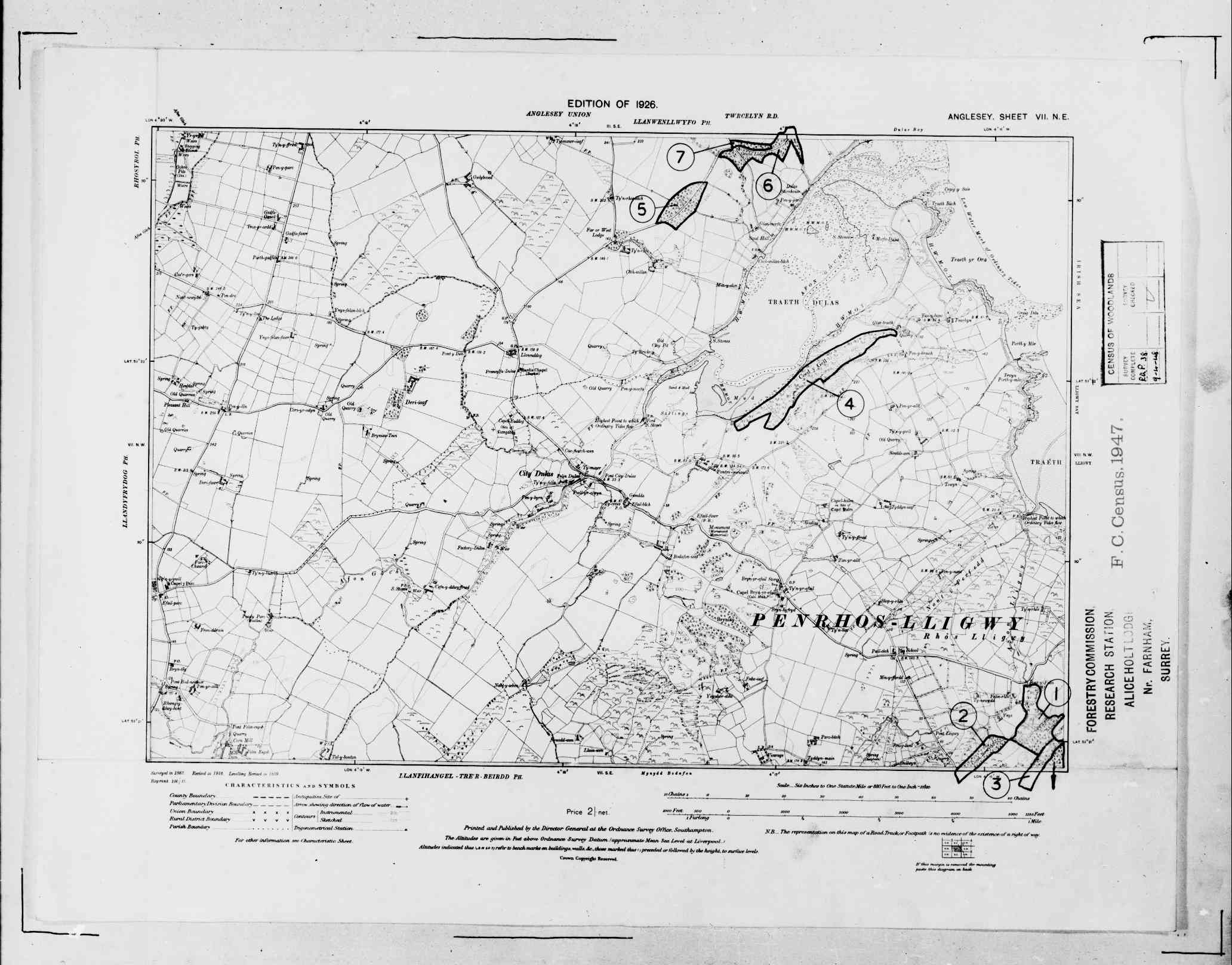 Detailed Old Map of anglesey Ordnance Survey (OS) Map Sheet 7 NE (Sheet ...