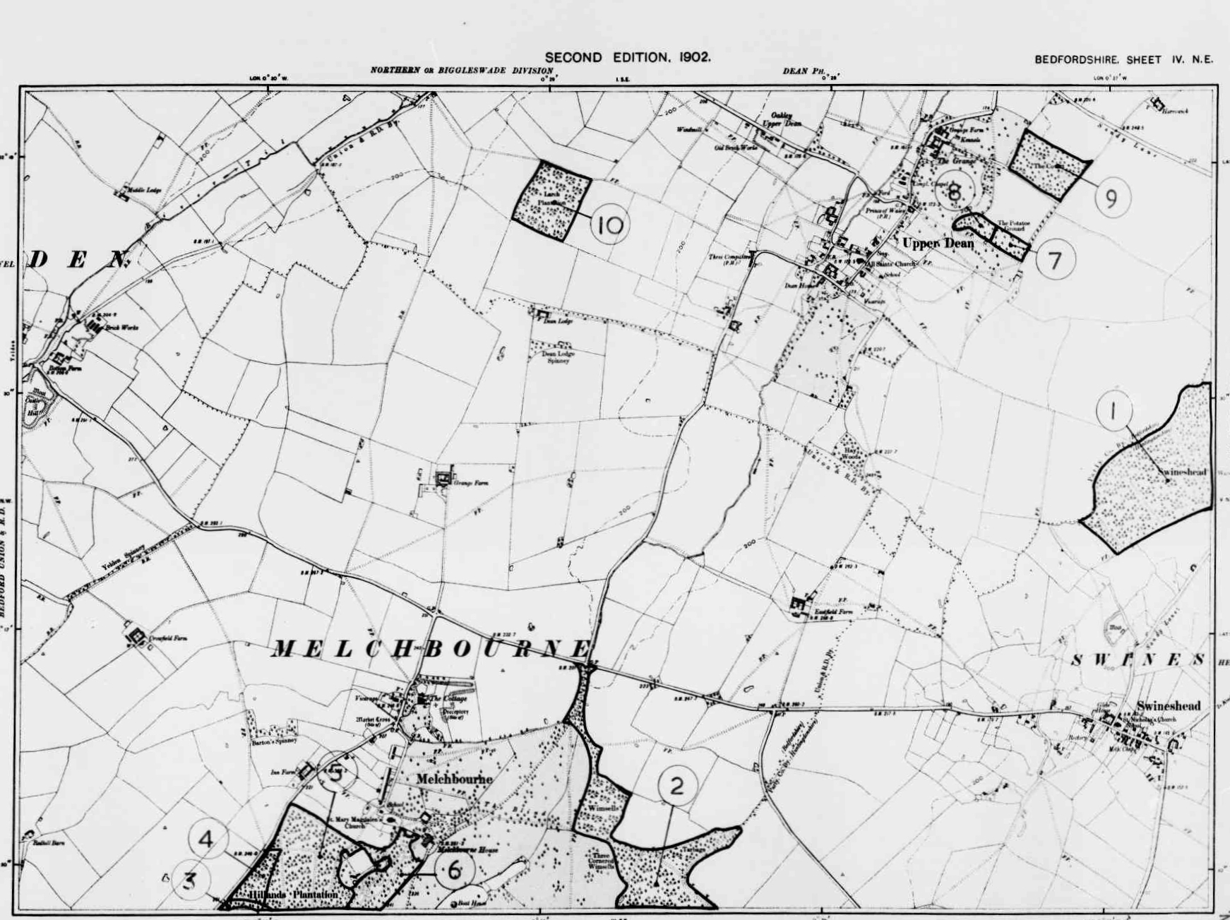 Detailed Old Map of bedfordshire Ordnance Survey (OS) Map Sheet 4 NE ...