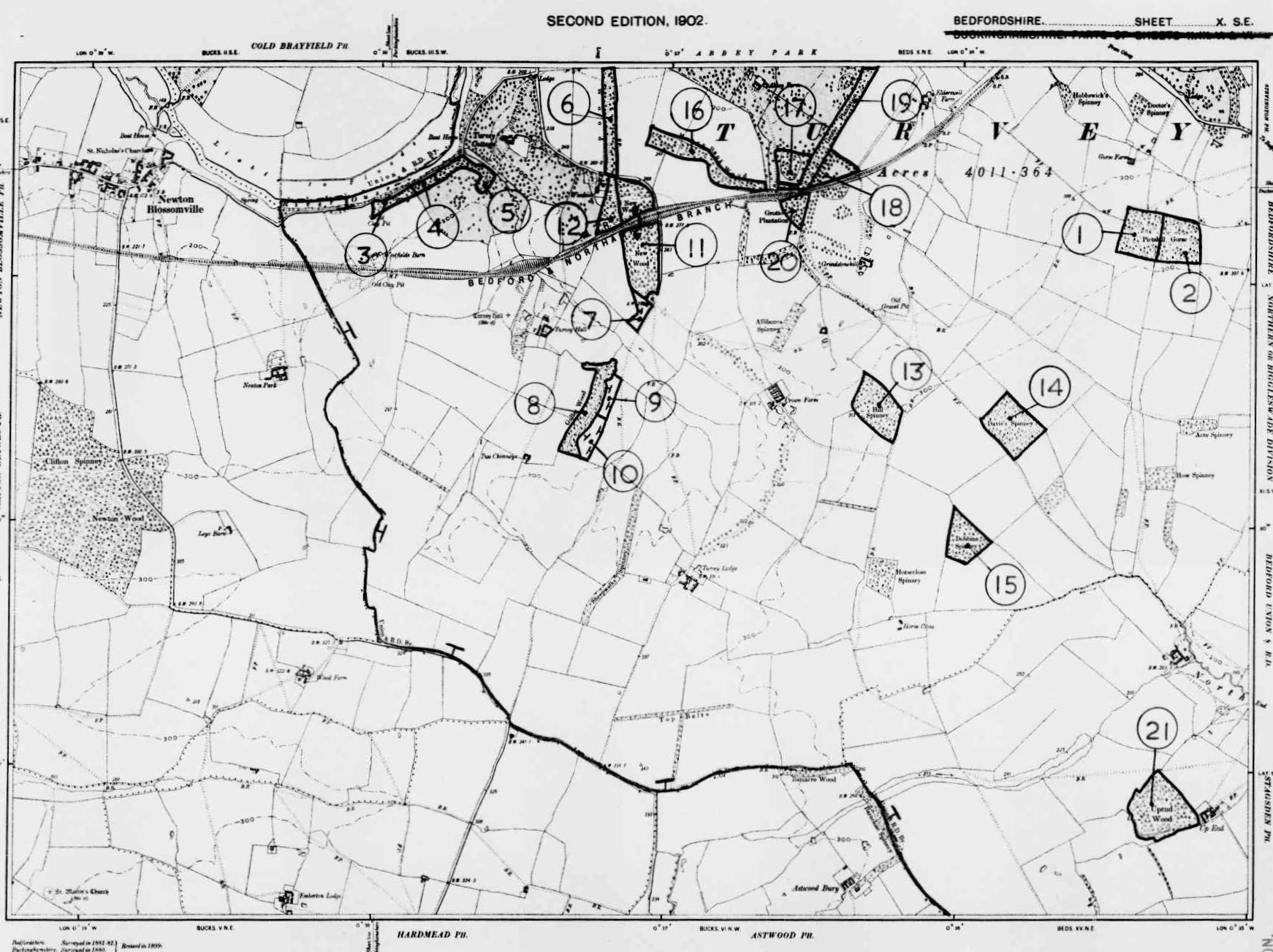 Detailed Old Map of bedfordshire Ordnance Survey (OS) Map Sheet 10 SE ...
