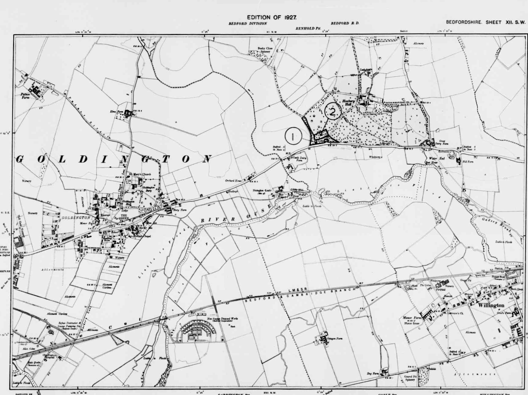 Detailed Old Map Of Bedfordshire Ordnance Survey OS Map Sheet 12 SW detailed-old-map-of-bedfordshire-ordnance-survey-os-map-sheet-12-sw
