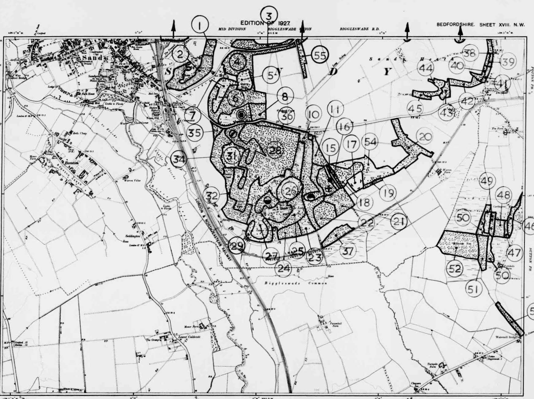 Detailed Old Map of bedfordshire Ordnance Survey (OS) Map Sheet 18 NW ...