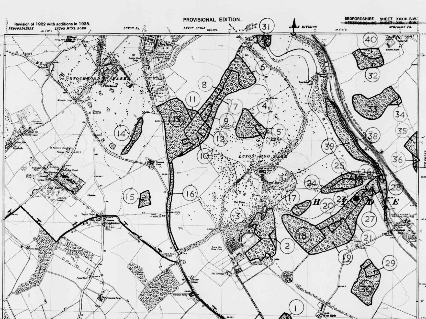 Detailed Old Map of bedfordshire Ordnance Survey (OS) Map Sheet 33 SW ...