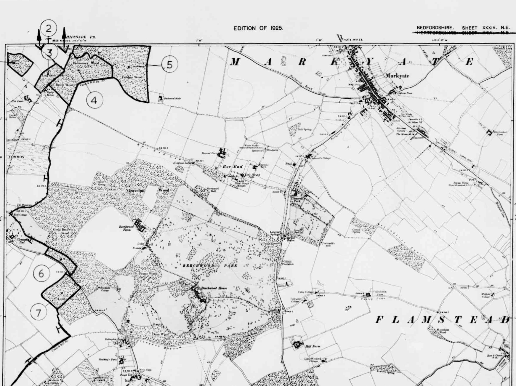 Detailed Old Map of bedfordshire Ordnance Survey (OS) Map Sheet 34 NE ...