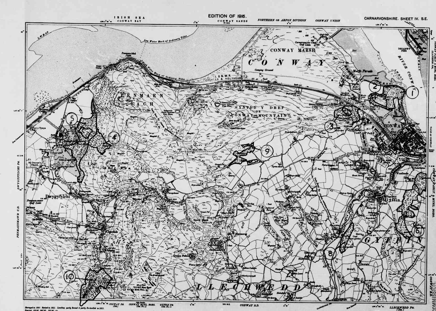 Detailed Old Map of caernarvonshire Ordnance Survey (OS) Map Sheet 4 SE ...