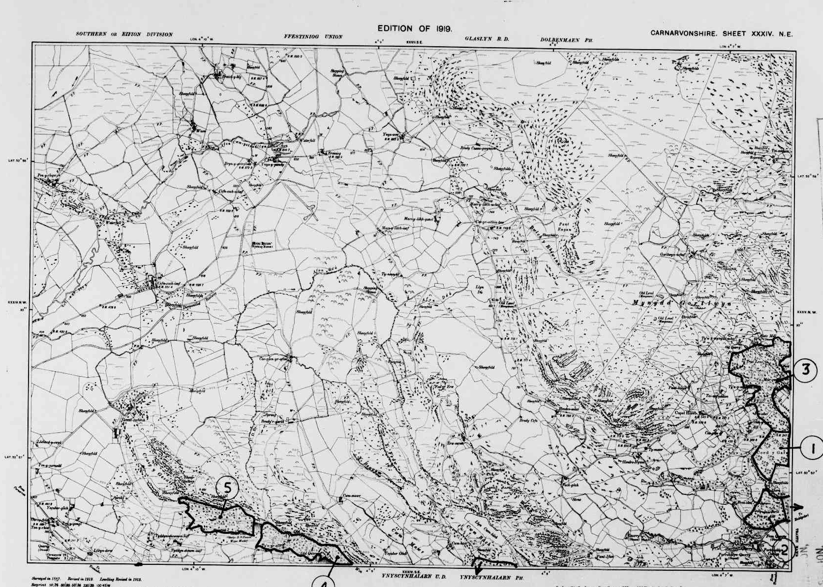 Detailed Old Map of caernarvonshire Ordnance Survey (OS) Map Sheet 34 ...