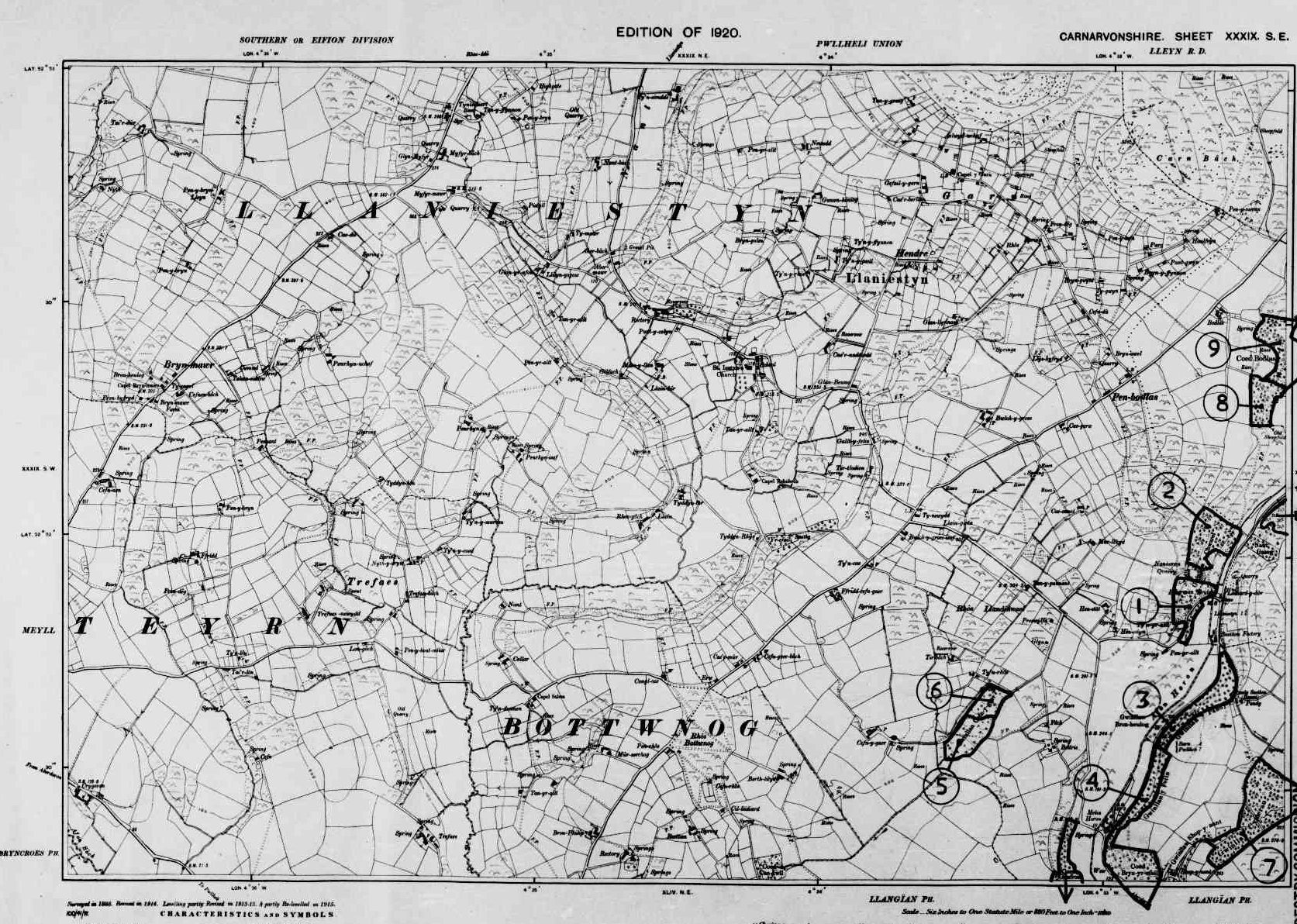 Detailed Old Map of caernarvonshire Ordnance Survey (OS) Map Sheet 39 ...
