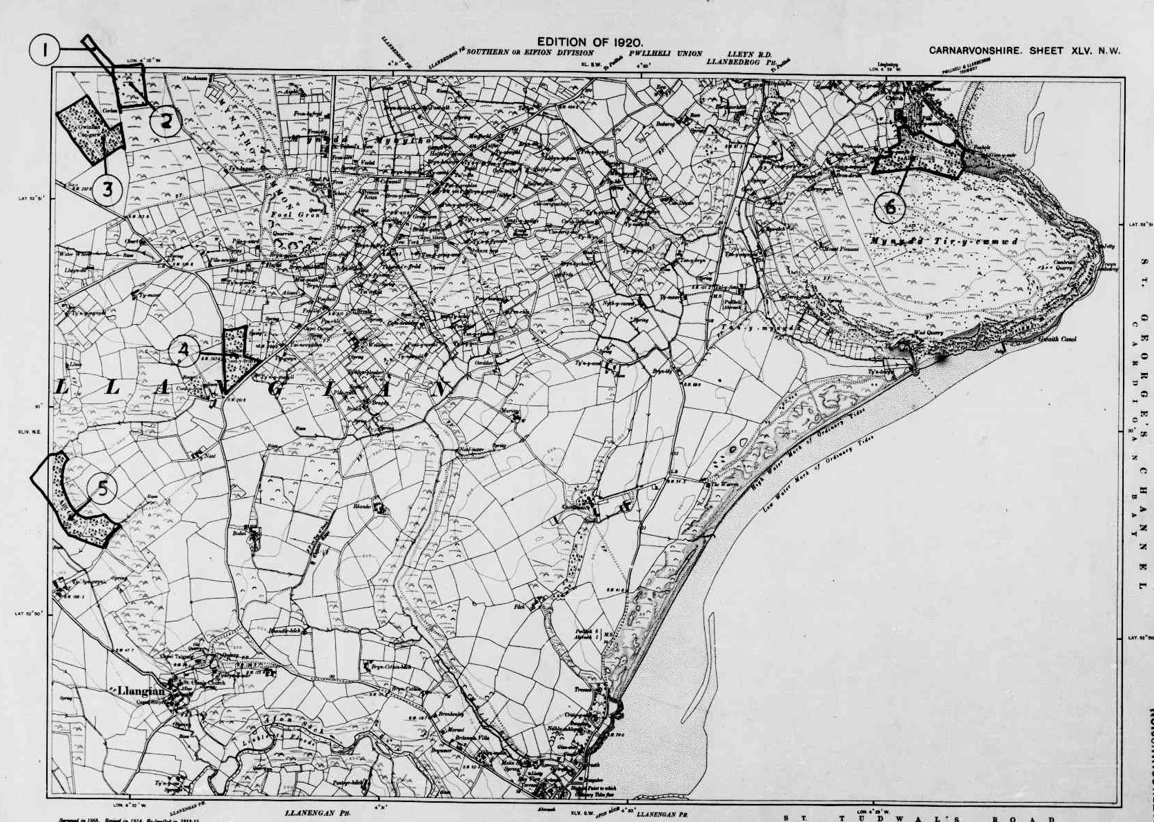 Detailed Old Map of caernarvonshire Ordnance Survey (OS) Map Sheet 45 ...