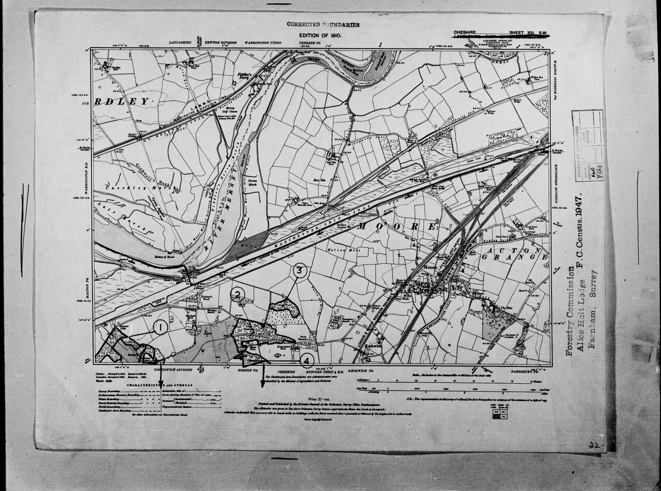 Detailed Old Map of cheshire Ordnance Survey (OS) Map Sheet 16 SW ...