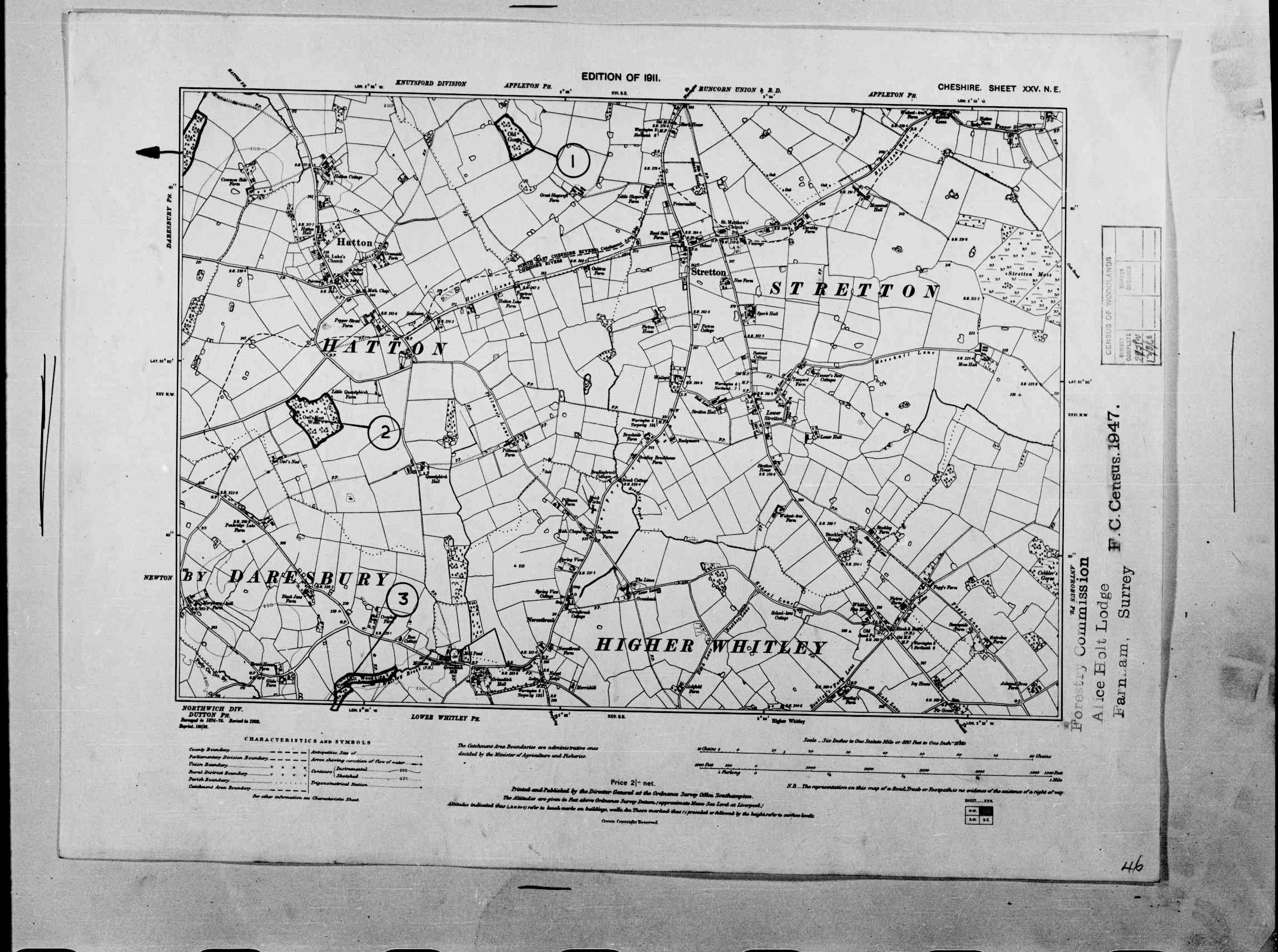Detailed Old Map of cheshire Ordnance Survey (OS) Map Sheet 25 NE ...