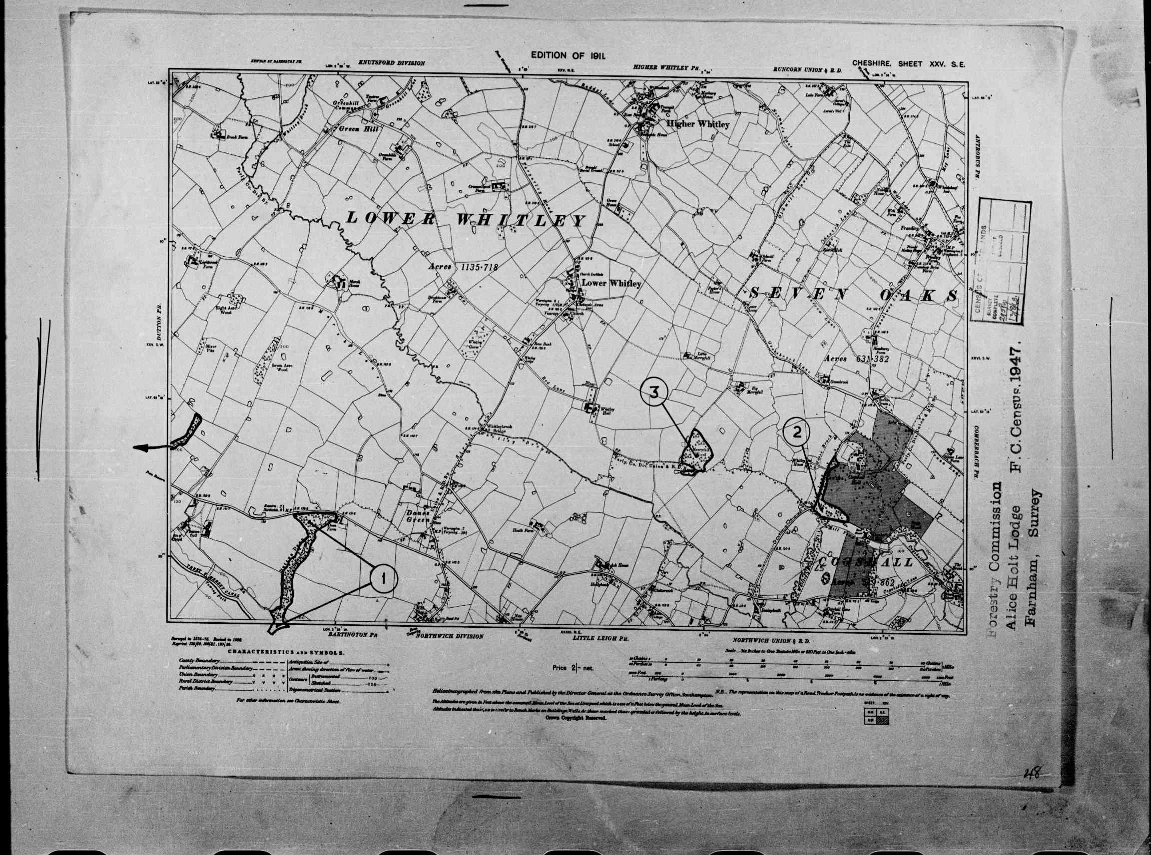 Detailed Old Map of cheshire Ordnance Survey (OS) Map Sheet 25 SE ...