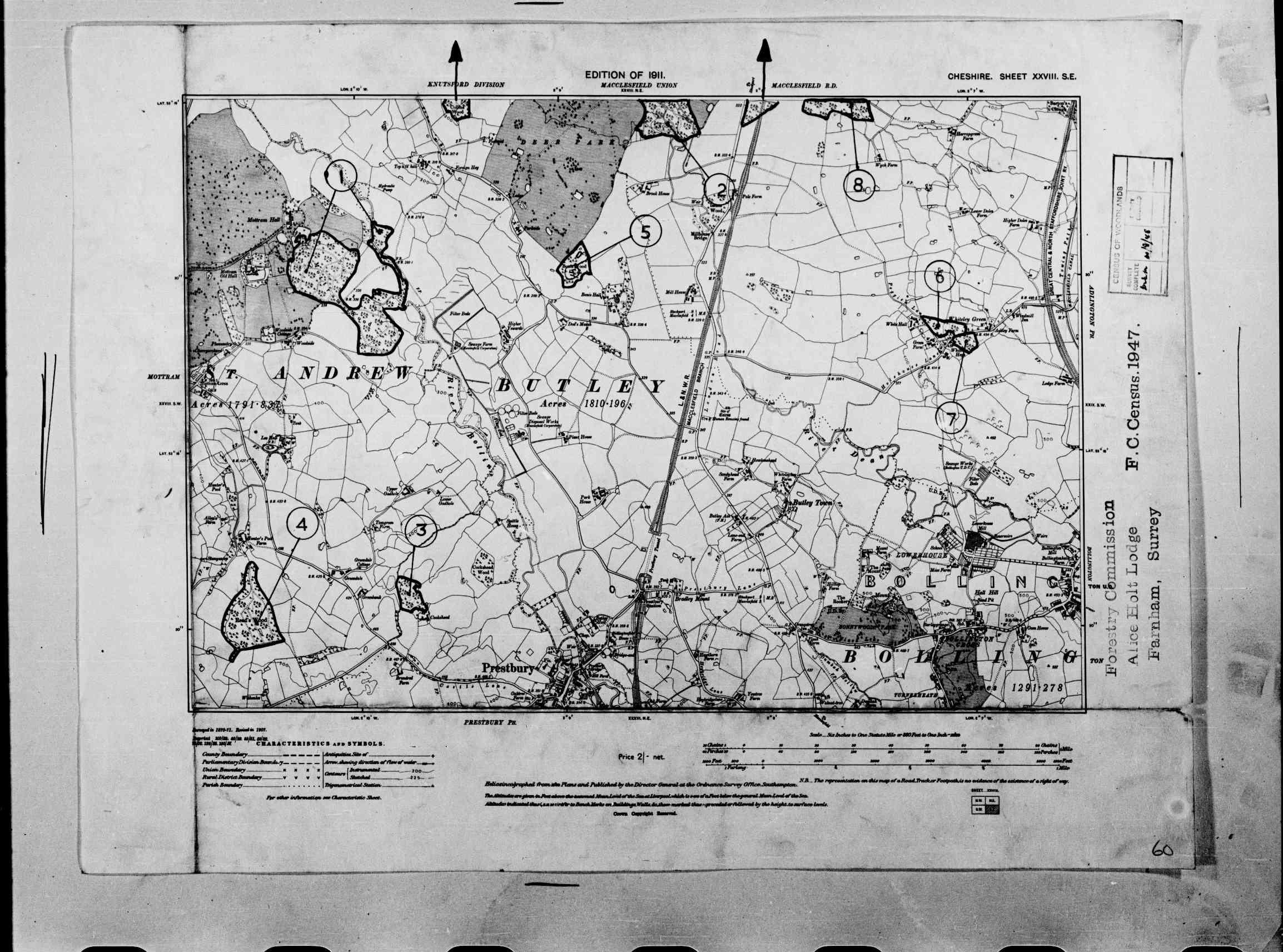 Detailed Old Map of cheshire Ordnance Survey (OS) Map Sheet 28 SE ...