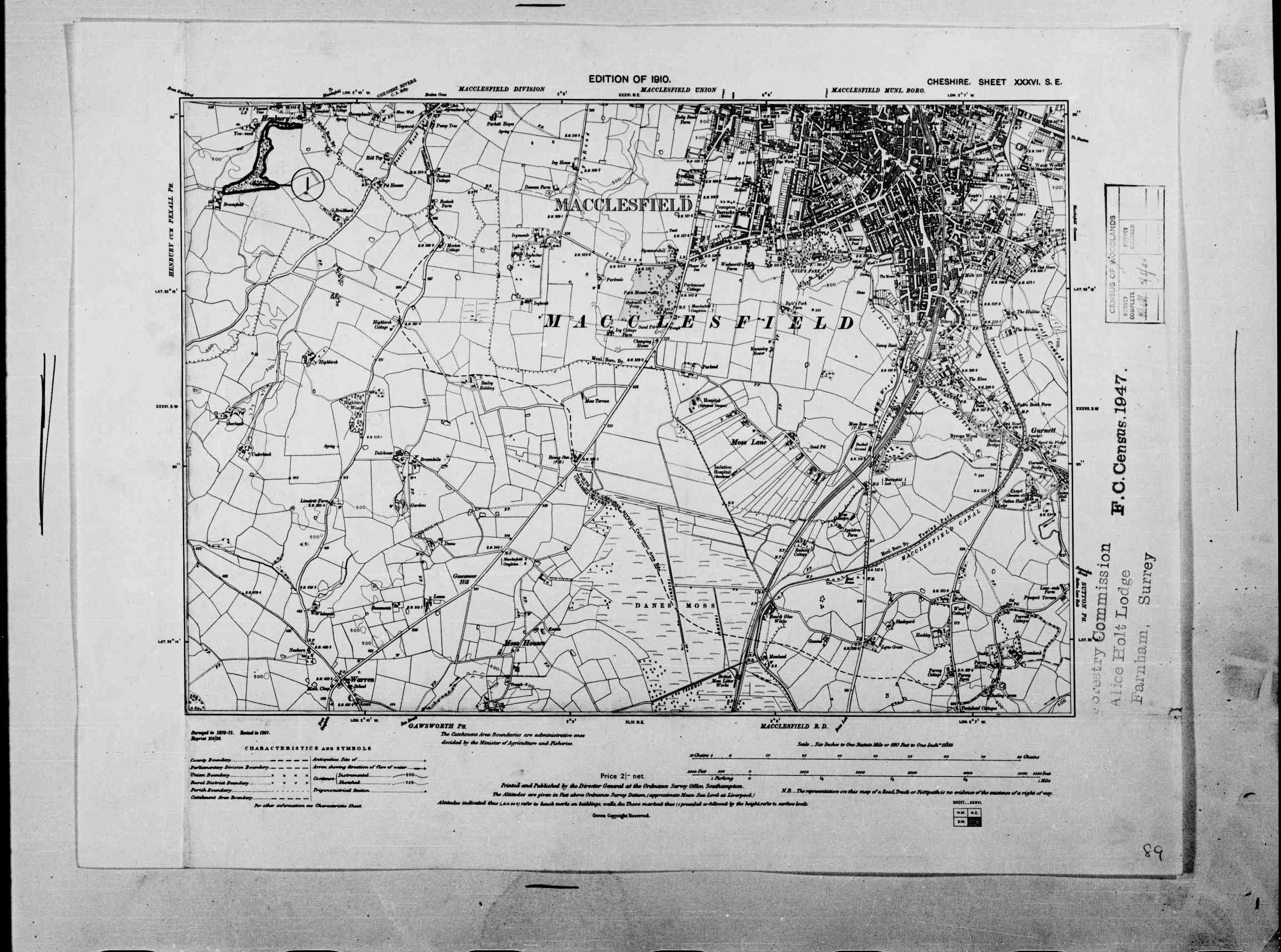 Detailed Old Map of cheshire Ordnance Survey (OS) Map Sheet 36 SE ...