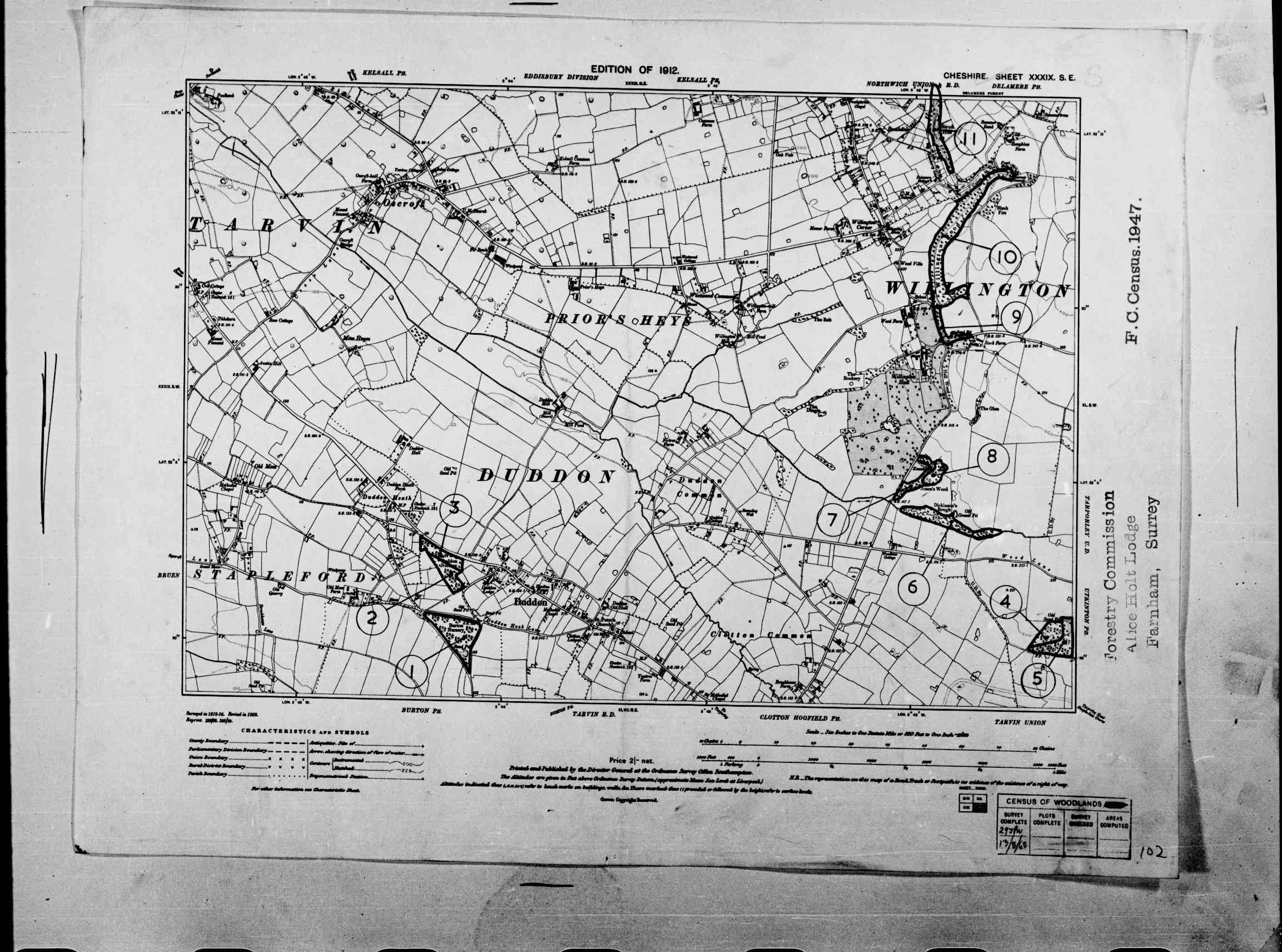 Detailed Old Map of cheshire Ordnance Survey (OS) Map Sheet 39 SE ...