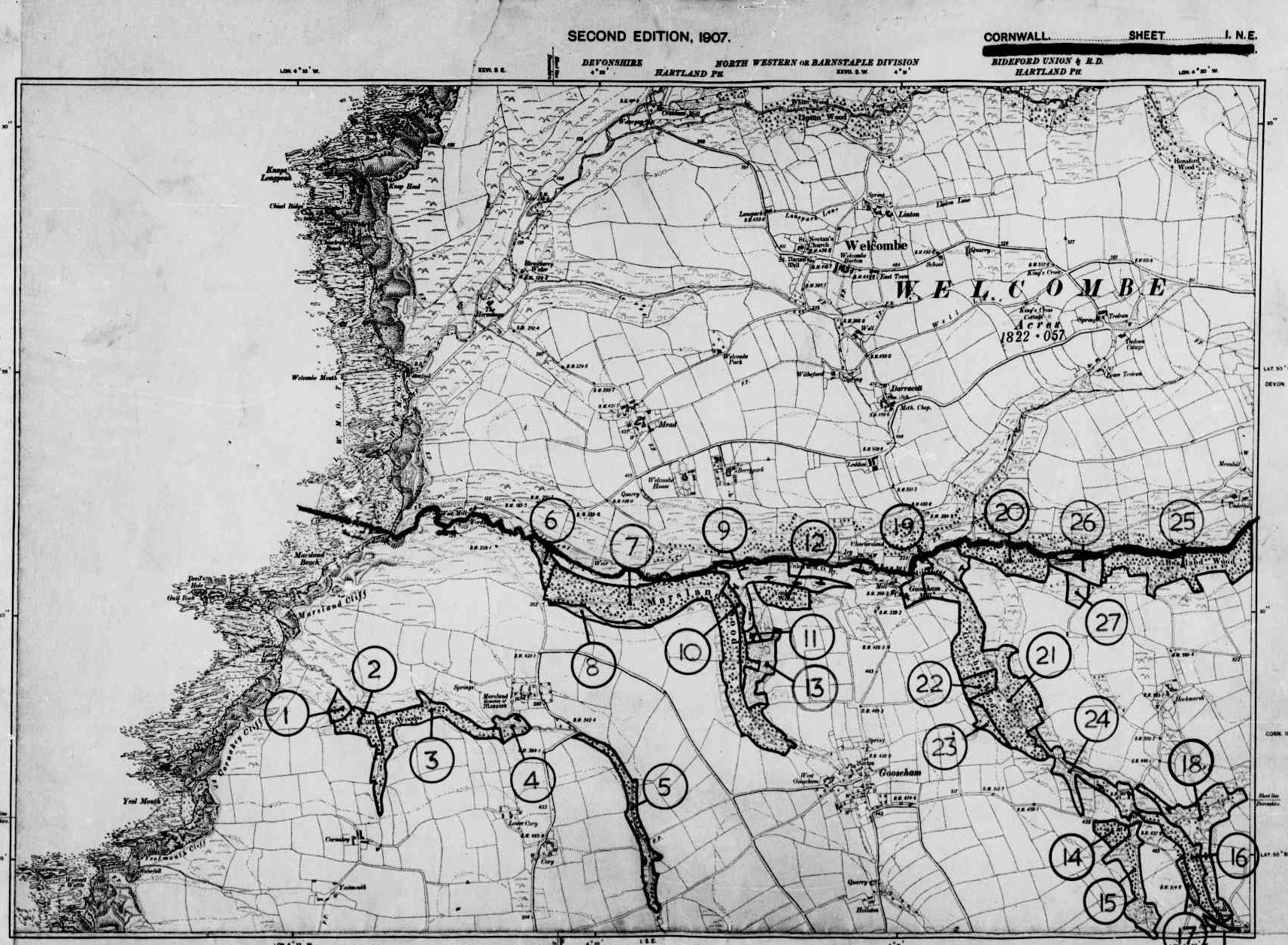 Detailed Old Map of cornwall Ordnance Survey (OS) Map Sheet 1 NE (Sheet ...