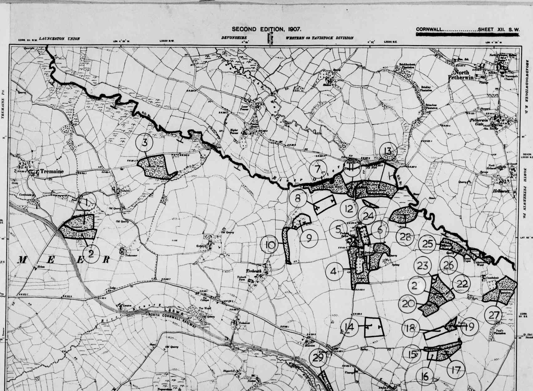 Detailed Old Map of cornwall Ordnance Survey (OS) Map Sheet 12 SW ...