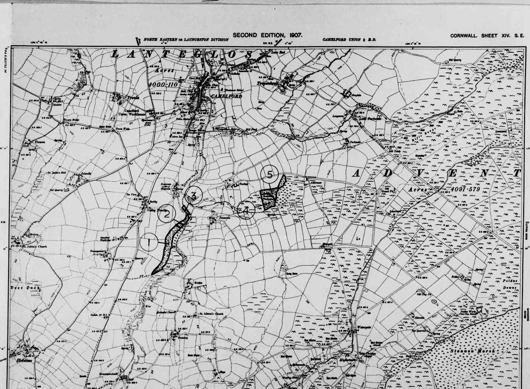 Detailed Old Map of cornwall Ordnance Survey (OS) Map Sheet 14 SE ...