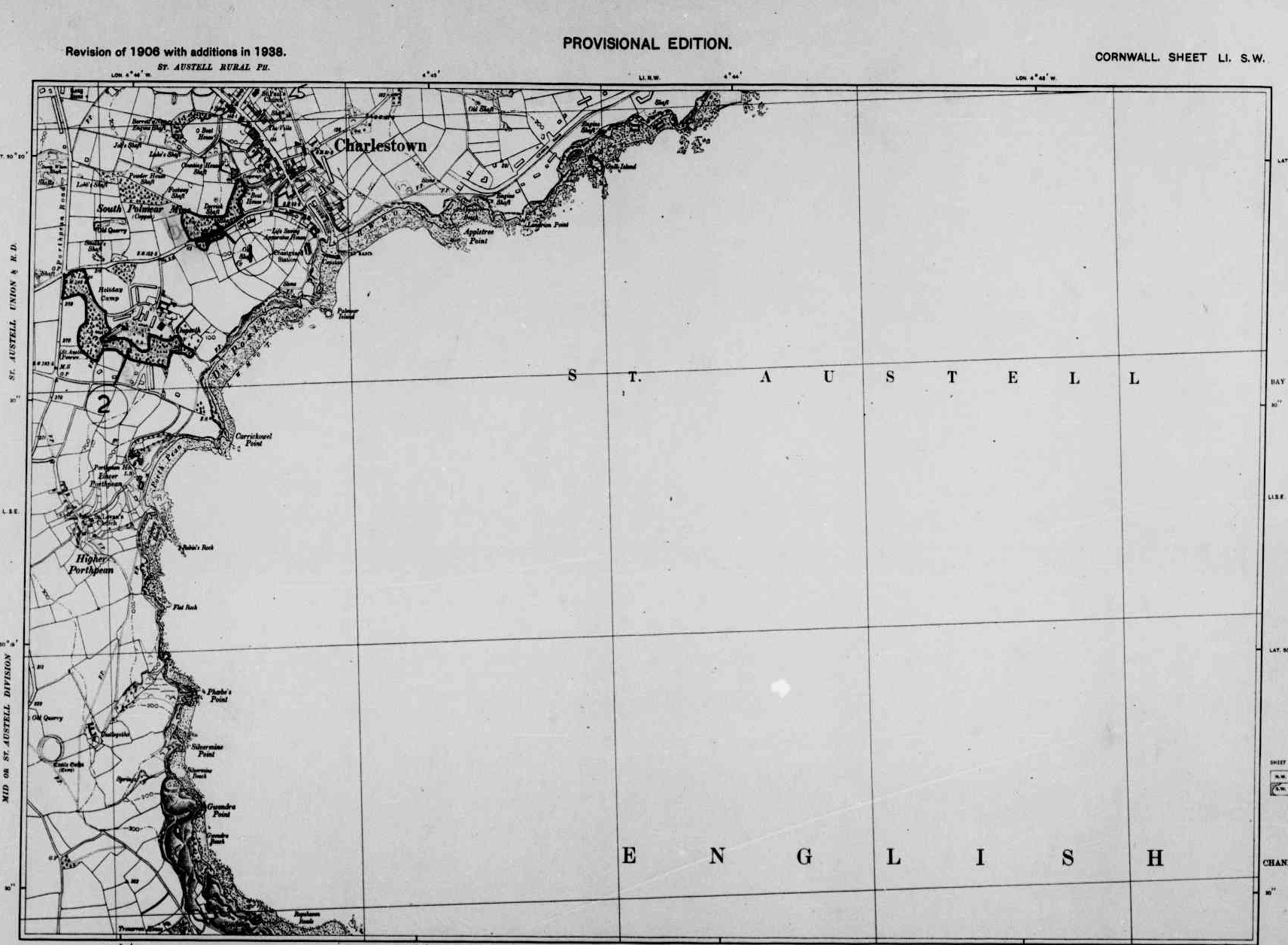 Detailed Old Map of cornwall Ordnance Survey (OS) Map Sheet 51 SW ...