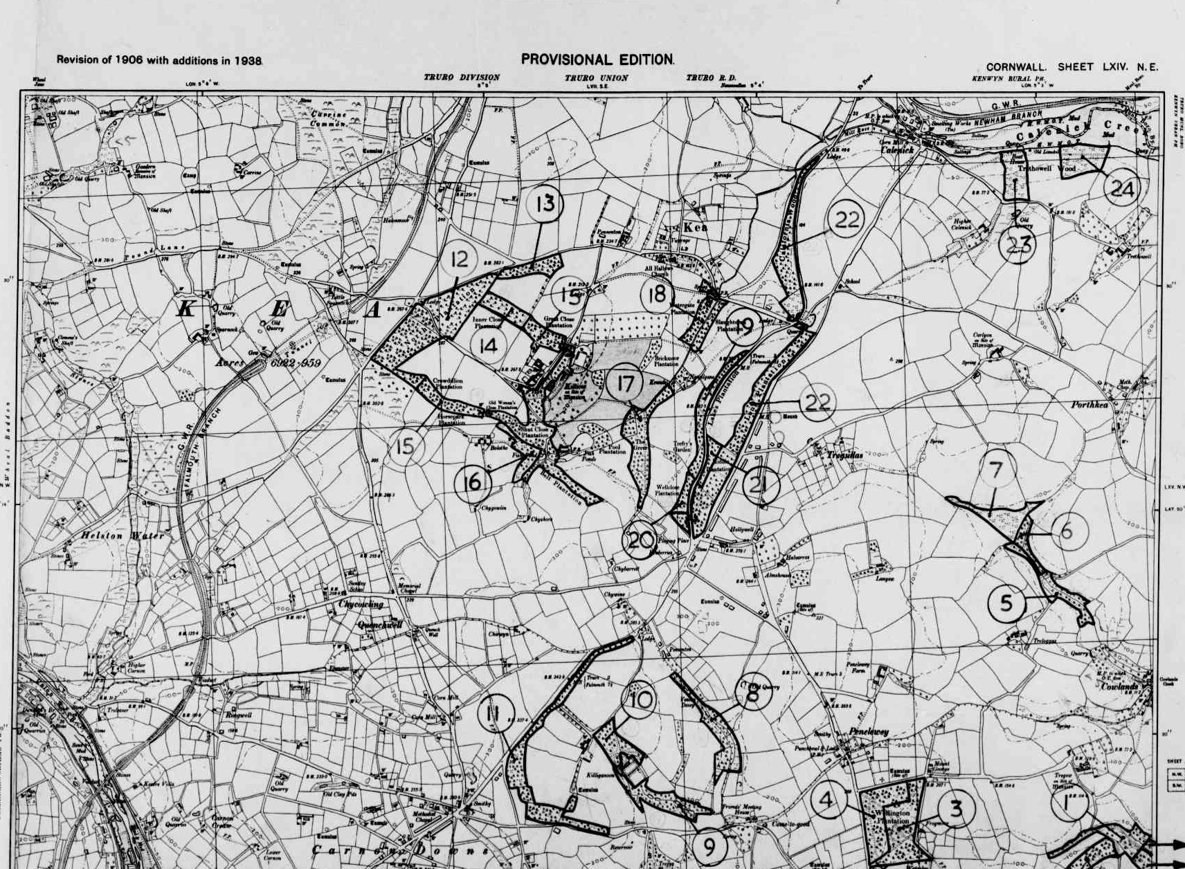 Detailed Old Map of cornwall Ordnance Survey (OS) Map Sheet 64 NE ...