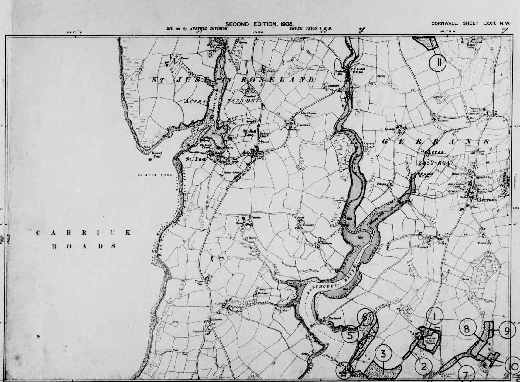 Detailed Old Map of cornwall Ordnance Survey (OS) Map Sheet 72 NW ...