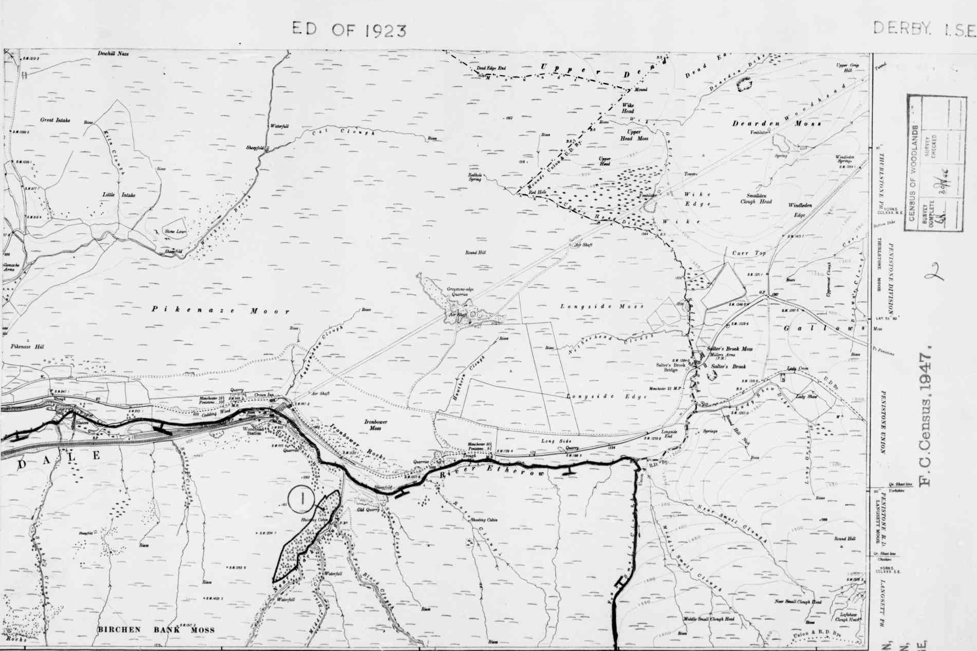 Detailed Old Map of derbyshire Ordnance Survey (OS) Map Sheet 1 SE ...