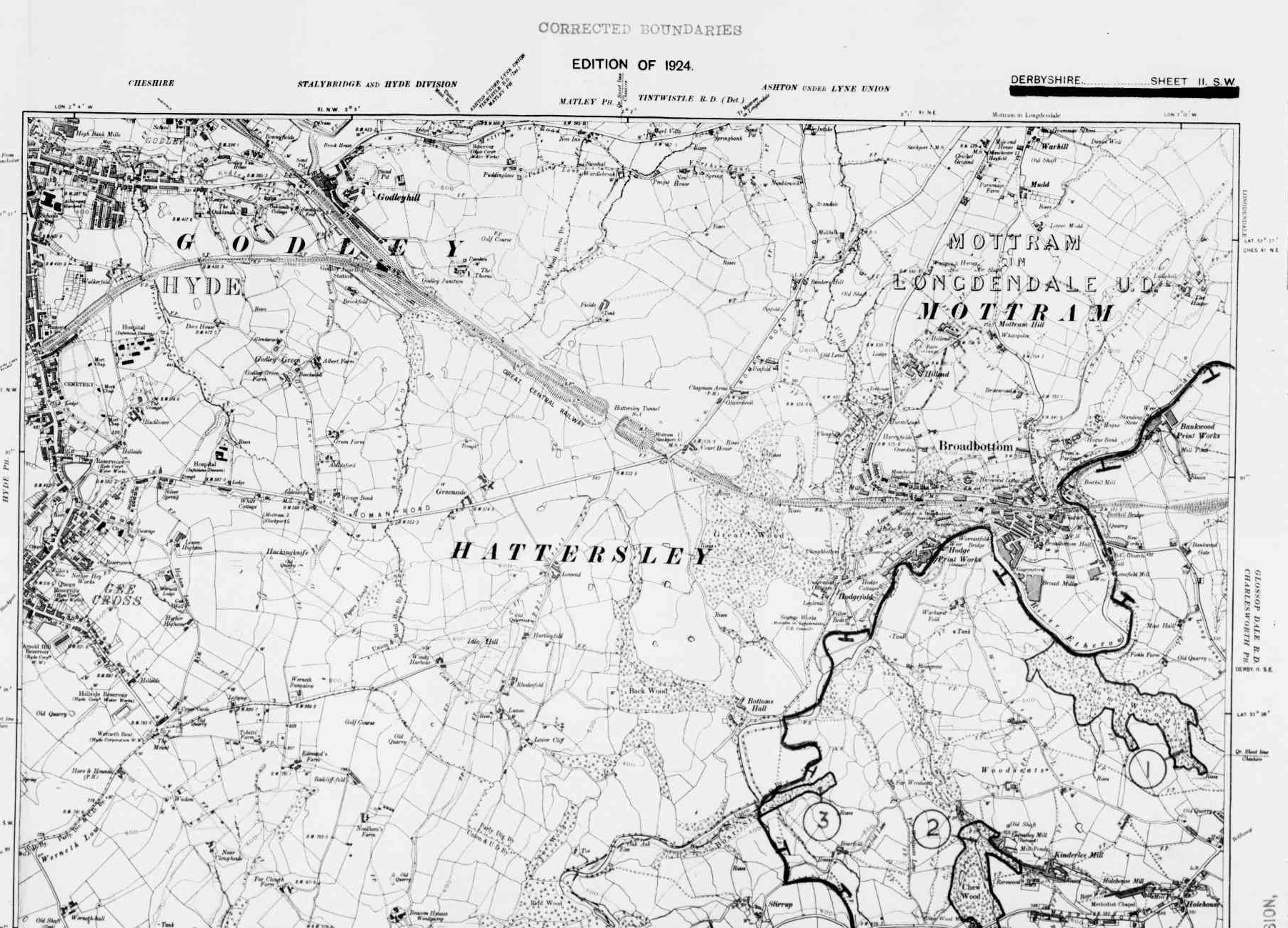 Detailed Old Map of derbyshire Ordnance Survey (OS) Map Sheet 2 SW ...