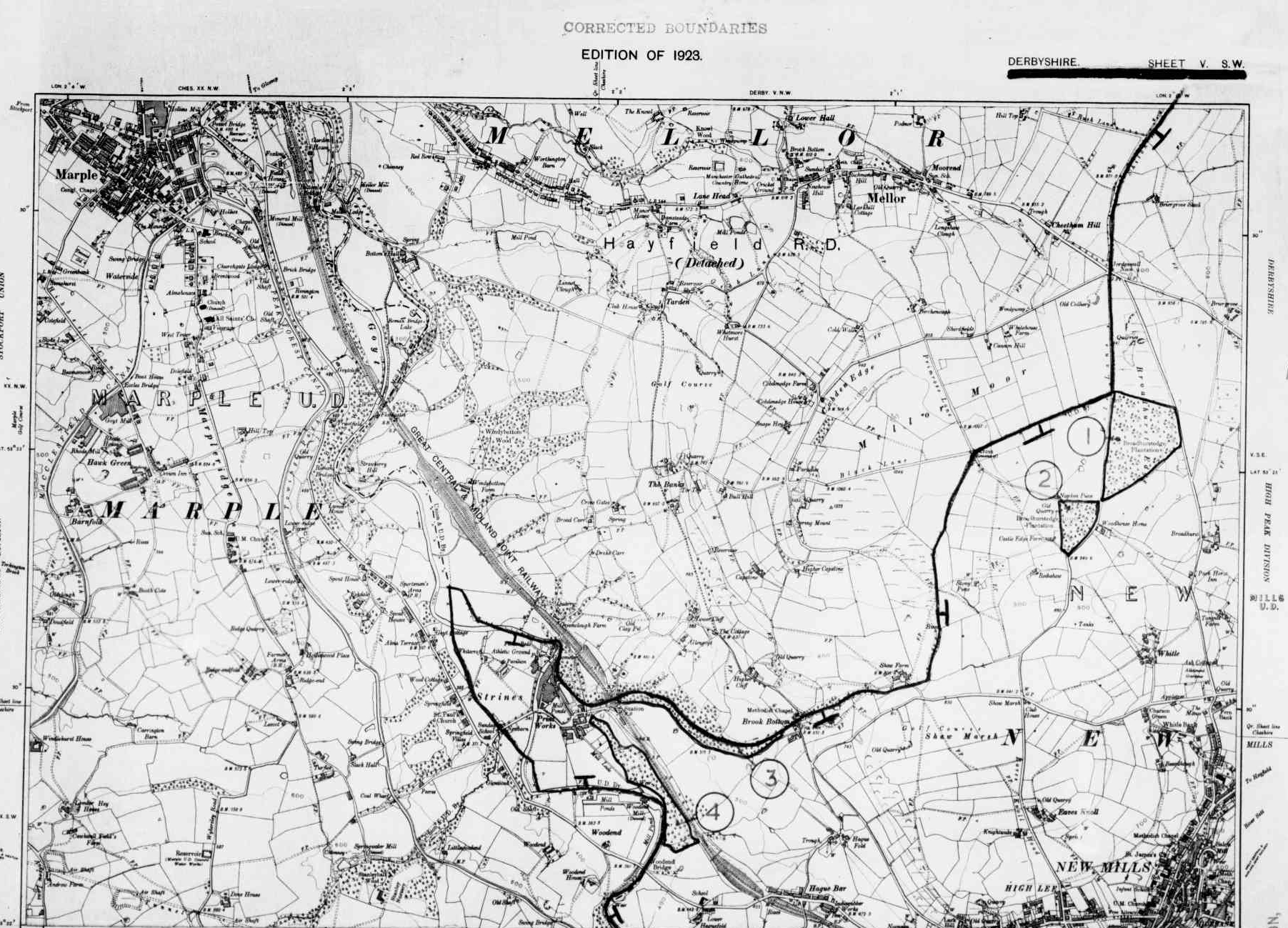 Detailed Old Map of derbyshire Ordnance Survey (OS) Map Sheet 5 SW ...