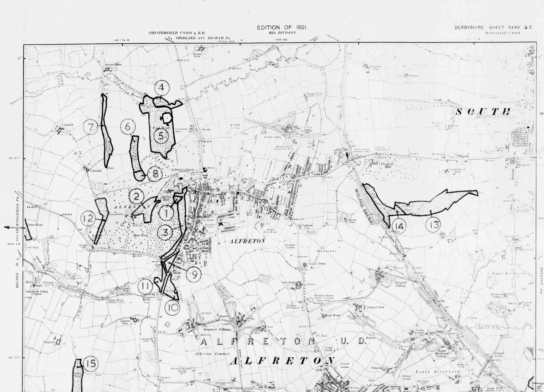 Detailed Old Map of derbyshire Ordnance Survey (OS) Map Sheet 35 SE ...