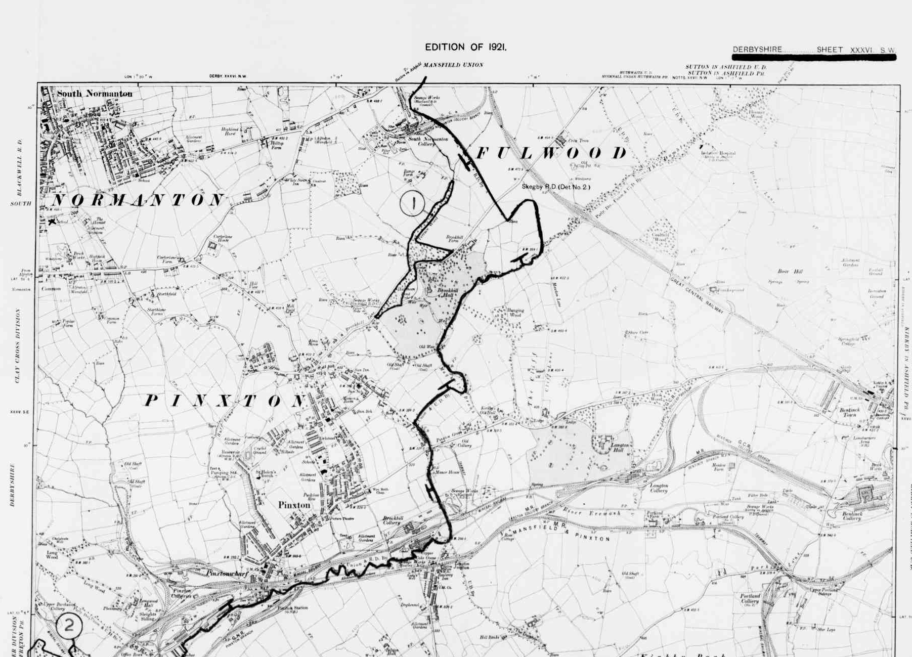 Detailed Old Map of derbyshire Ordnance Survey (OS) Map Sheet 36 SW ...