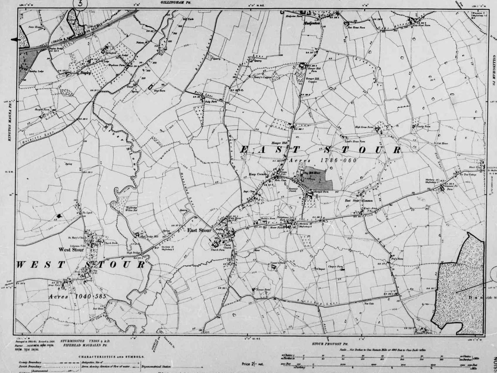 Detailed Old Map of dorset Ordnance Survey (OS) Map Sheet 3 SE (Sheet ...