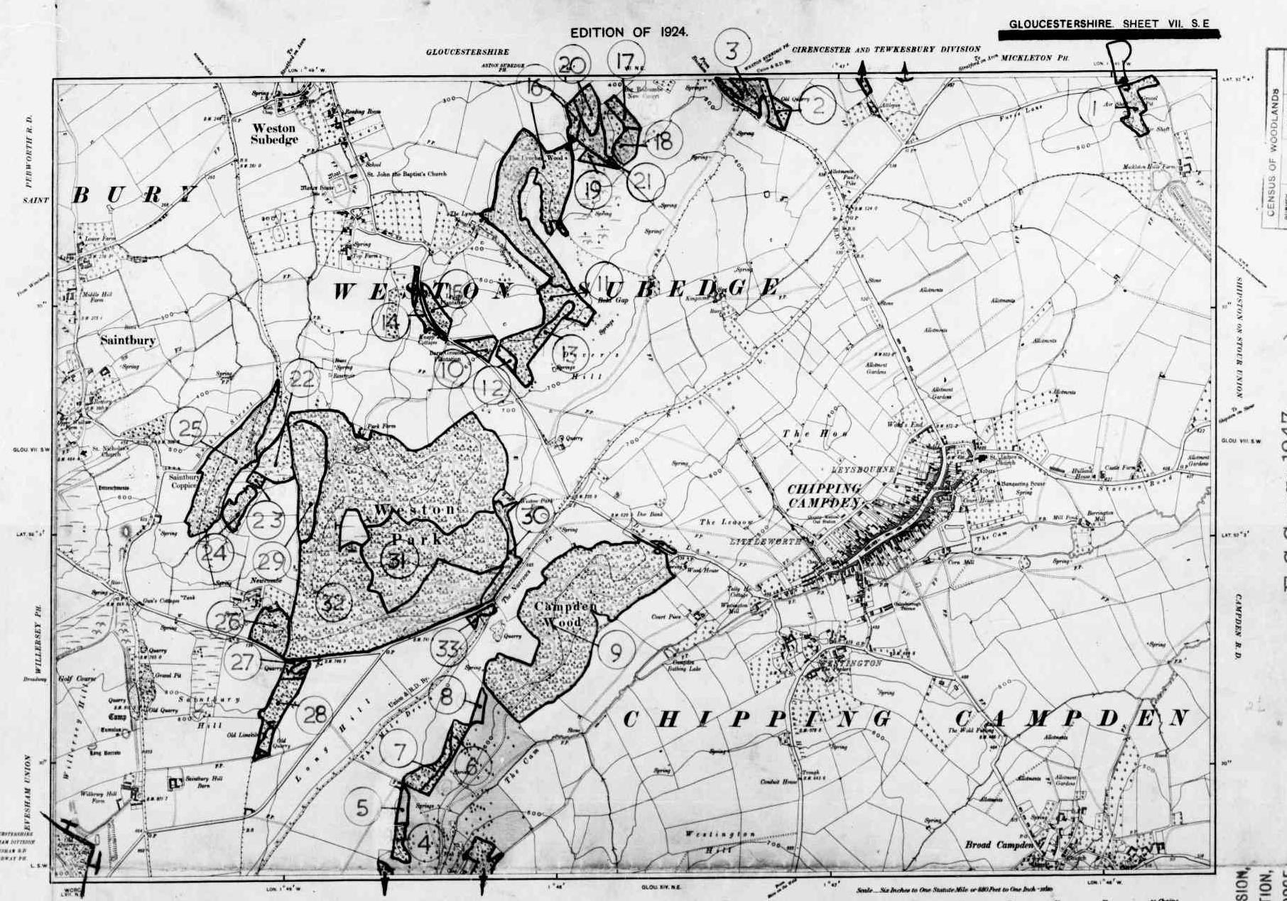 Detailed Old Map of gloucestershire Ordnance Survey (OS) Map Sheet 7 SE ...