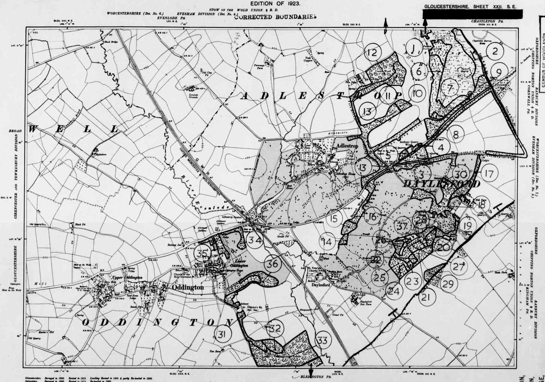 Detailed Old Map of gloucestershire Ordnance Survey (OS) Map Sheet 22 ...