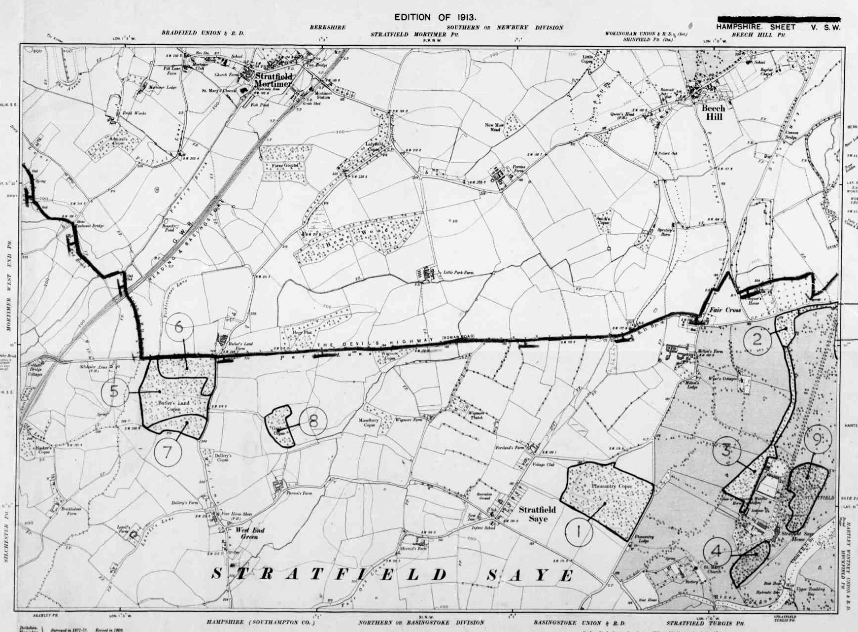 Detailed Old Map of hampshire Ordnance Survey (OS) Map Sheet 5 SW ...