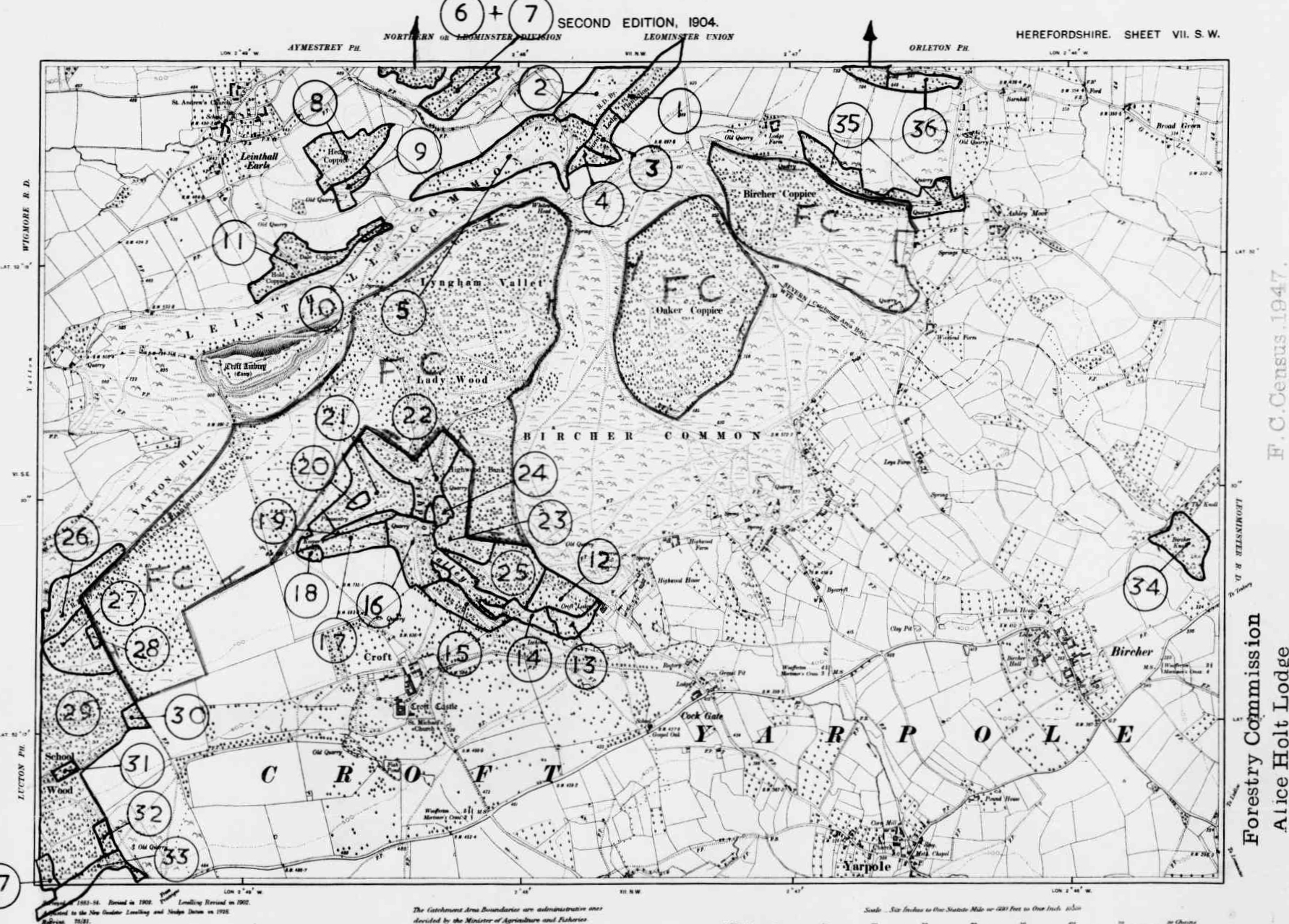 Detailed Old Map of herefordshire Ordnance Survey (OS) Map Sheet 7 SW ...