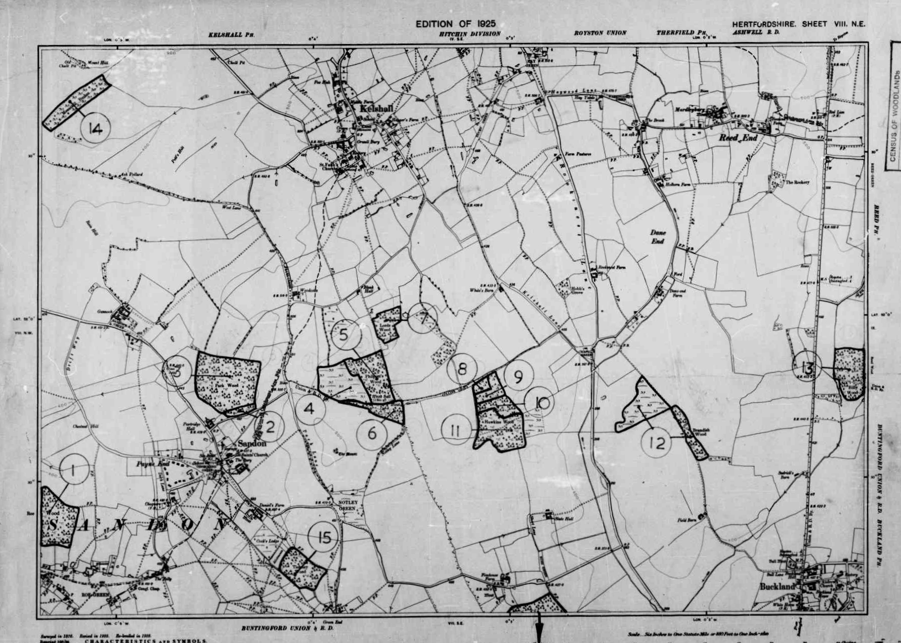 Detailed Old Map of hertfordshire Ordnance Survey (OS) Map Sheet 8 NE ...