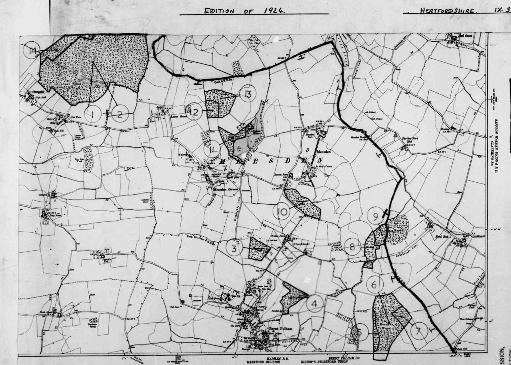 Detailed Old Map of hertfordshire Ordnance Survey (OS) Map Sheet 9 SE ...