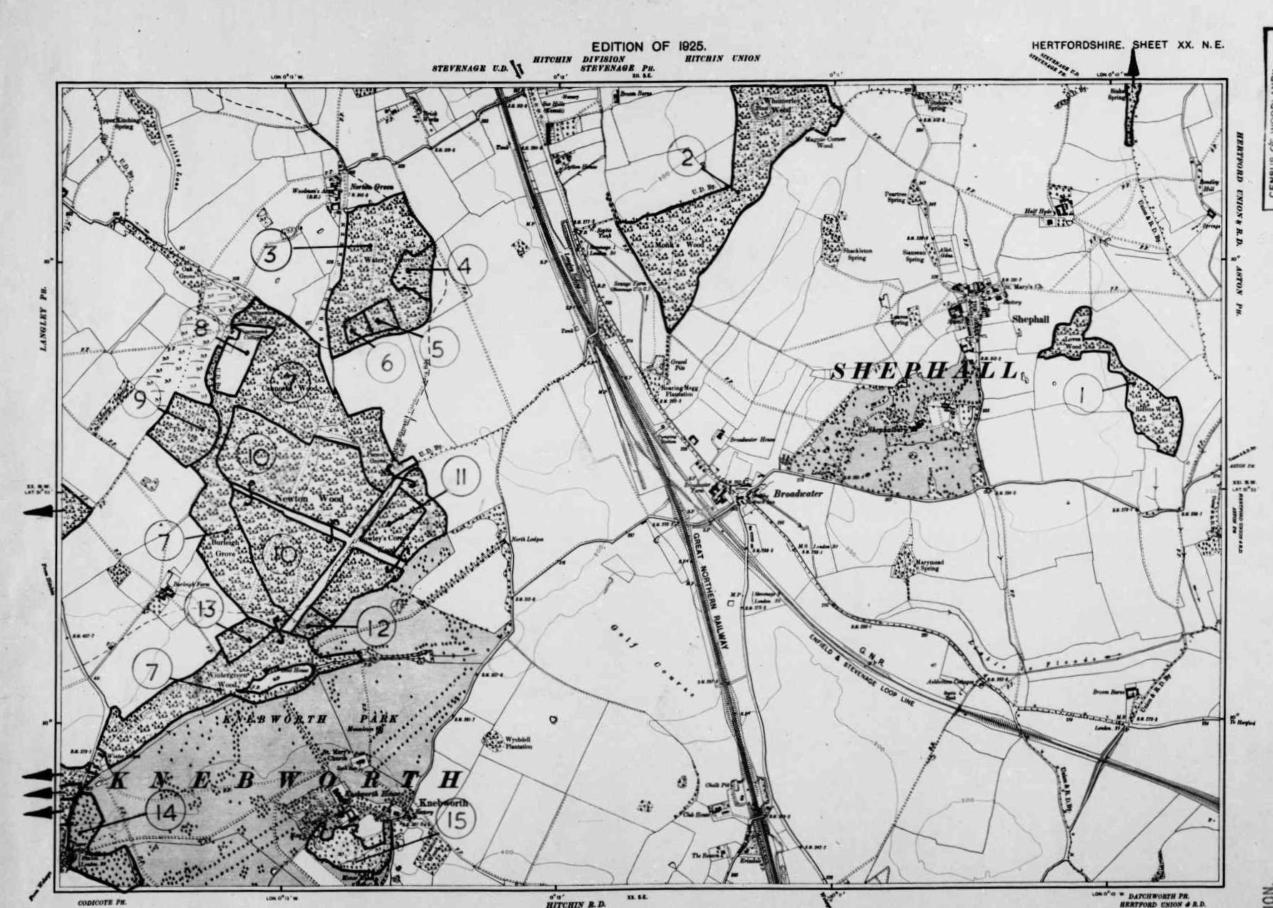 Detailed Old Map of hertfordshire Ordnance Survey (OS) Map Sheet 20 NE ...