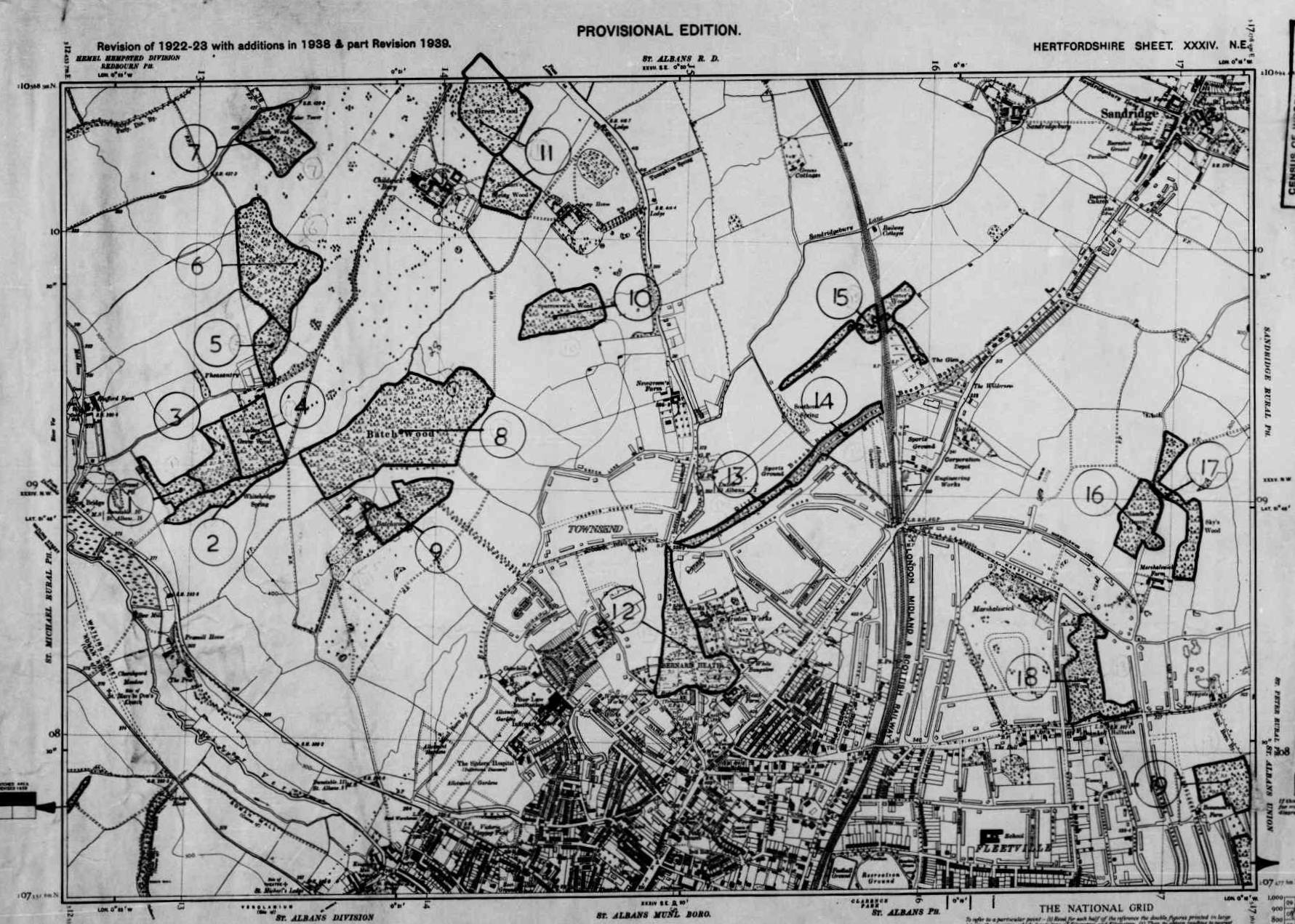 Detailed Old Map of hertfordshire Ordnance Survey (OS) Map Sheet 34 NE ...