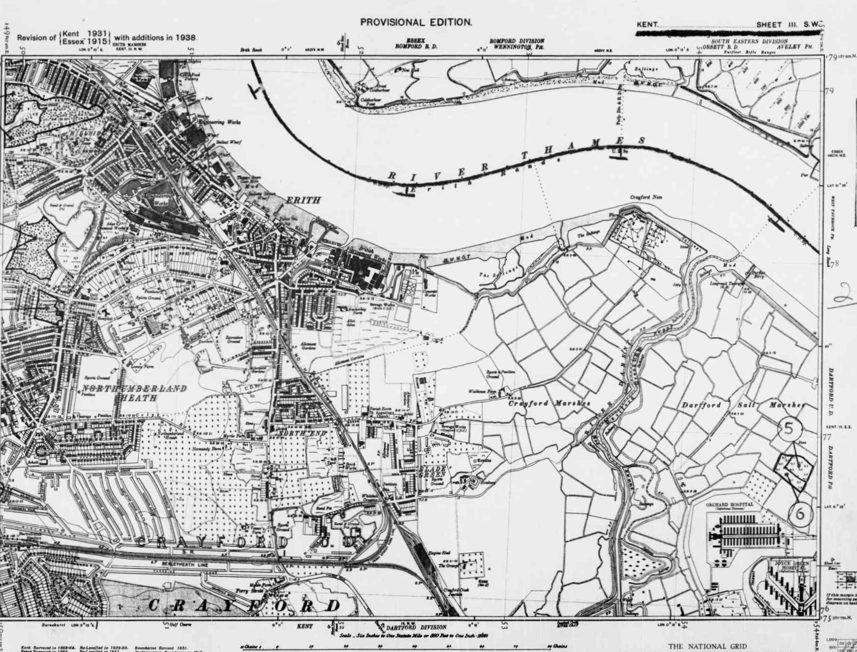Detailed Old Map of kent Ordnance Survey (OS) Map Sheet 3 SW (Sheet III ...