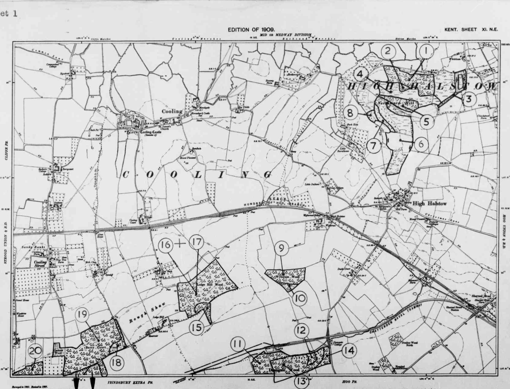 Detailed Old Map of kent Ordnance Survey (OS) Map Sheet 11 NE (Sheet XI ...