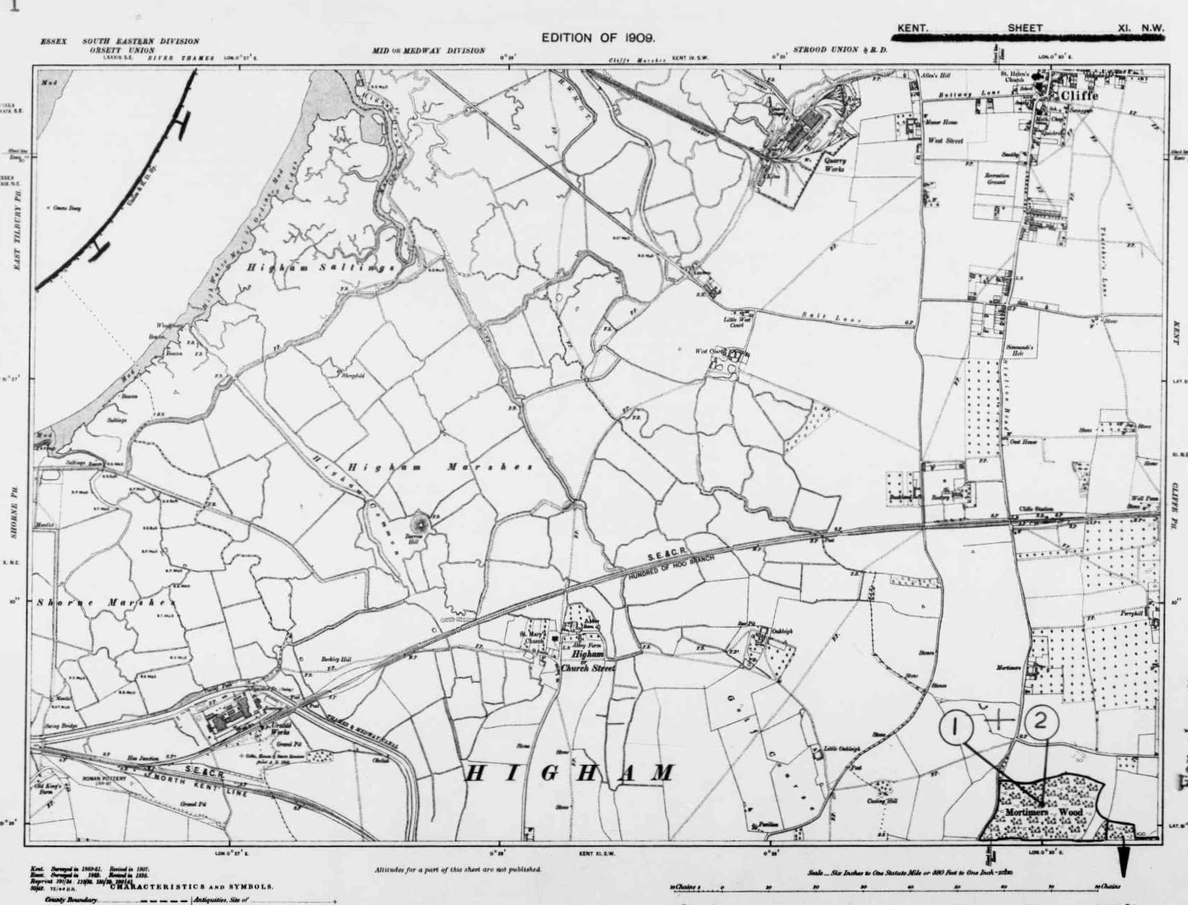 Detailed Old Map of kent Ordnance Survey (OS) Map Sheet 11 NW (Sheet XI ...