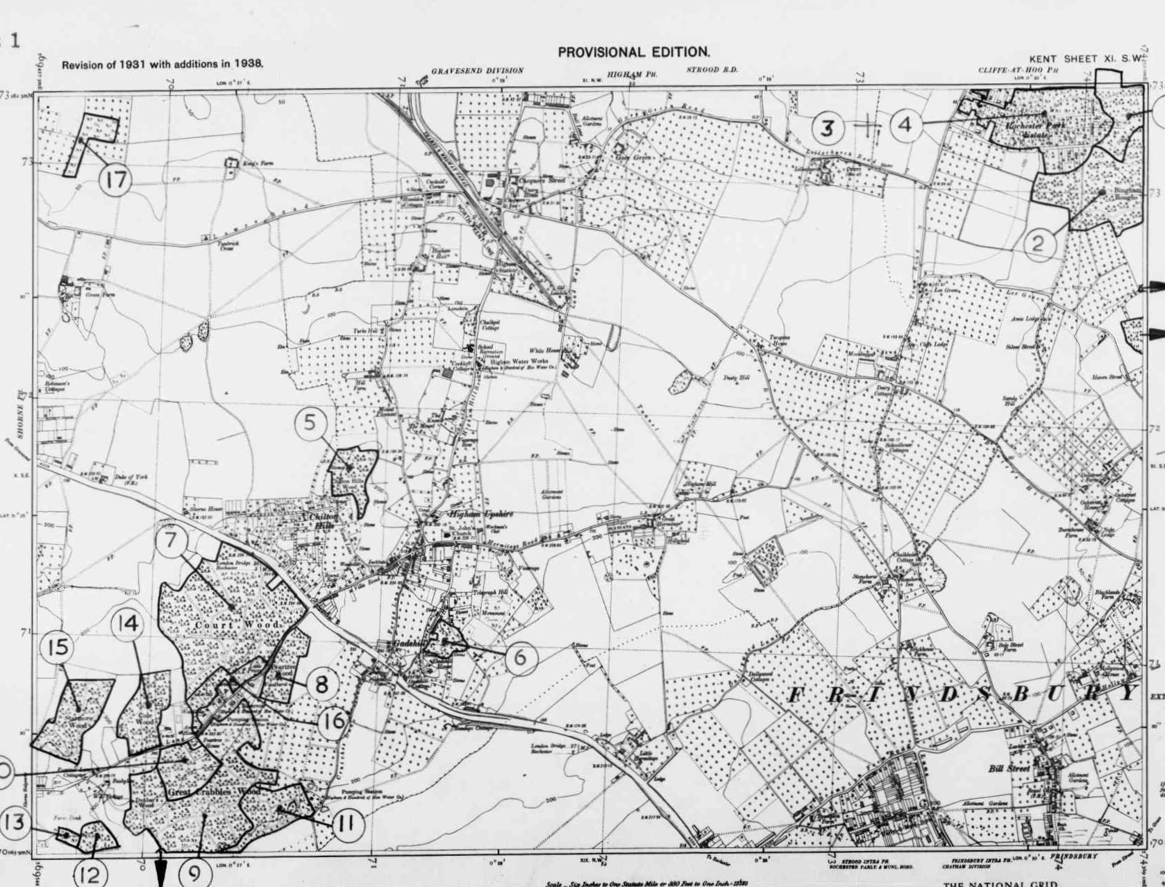Detailed Old Map of kent Ordnance Survey (OS) Map Sheet 11 SW (Sheet XI ...