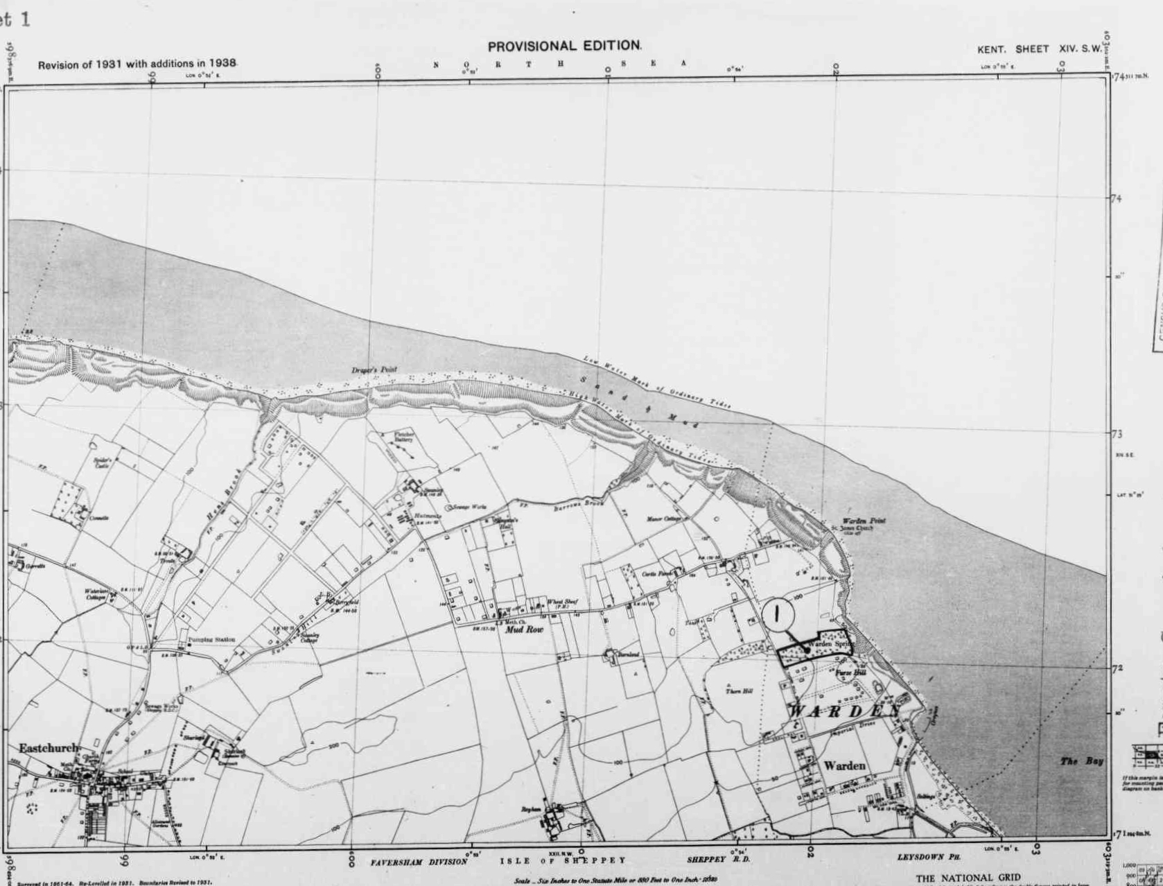 Detailed Old Map of kent Ordnance Survey (OS) Map Sheet 14 SW (Sheet ...