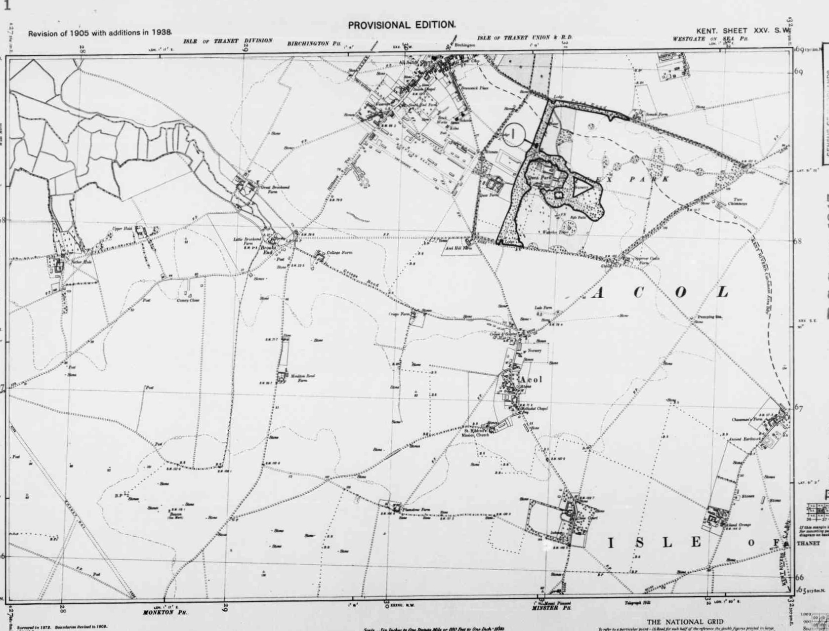 Detailed Old Map of kent Ordnance Survey (OS) Map Sheet 25 SW (Sheet ...