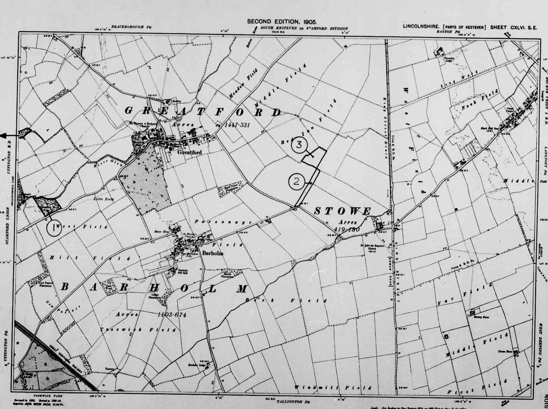 Detailed Old Map of lincolnshire Ordnance Survey (OS) Map Sheet SE ...