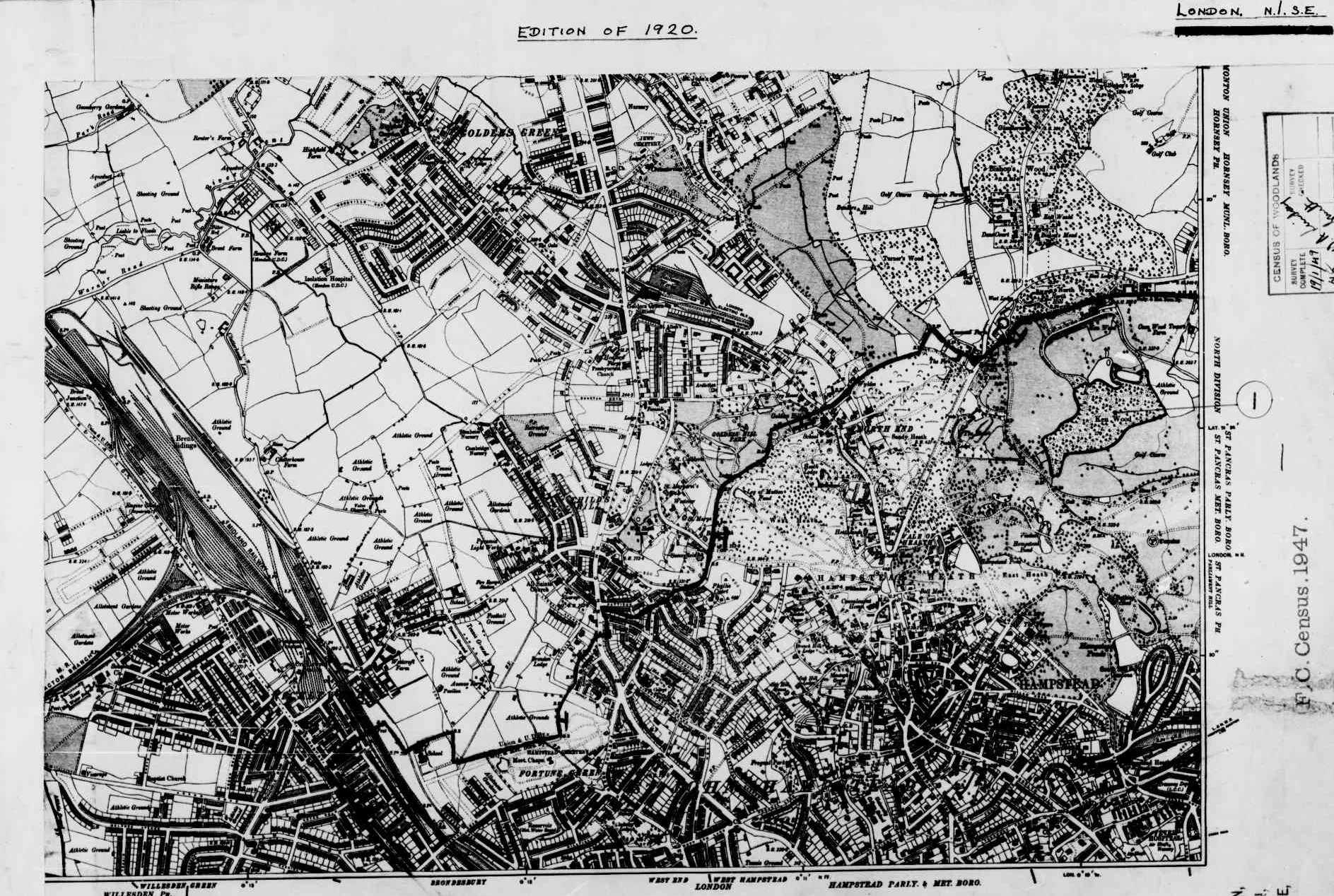 Detailed Old Map of london Ordnance Survey (OS) Map Sheet 1 SE (Sheet I ...