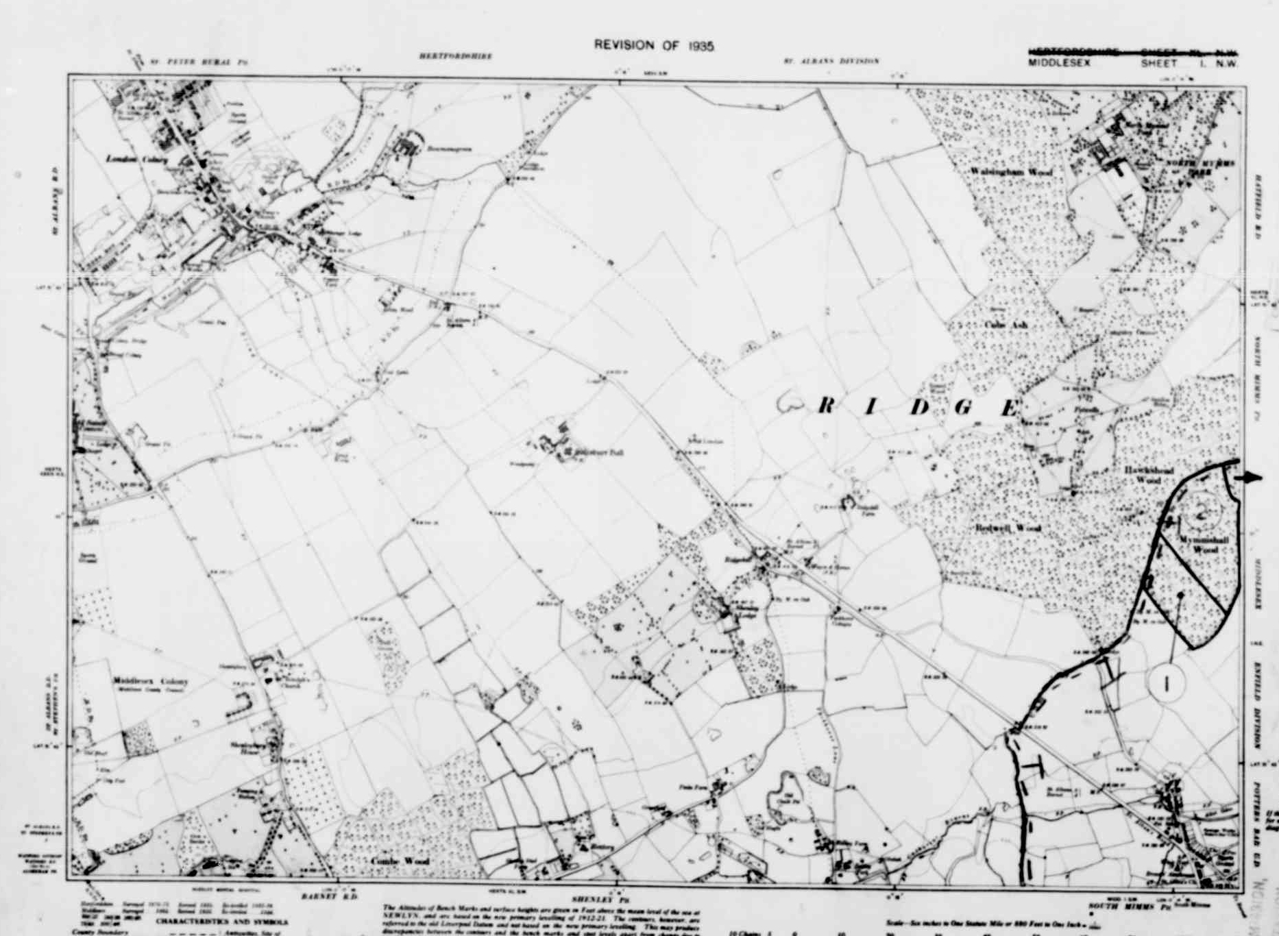 Detailed Old Map of middlesex Ordnance Survey (OS) Map Sheet 1 NW ...