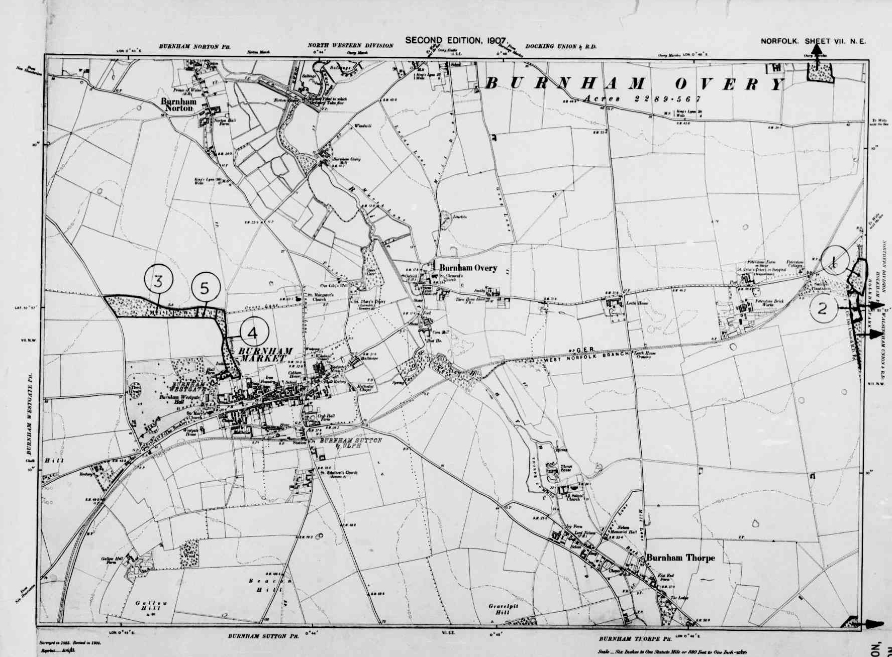 Detailed Old Map of norfolk Ordnance Survey (OS) Map Sheet 7 NE (Sheet ...