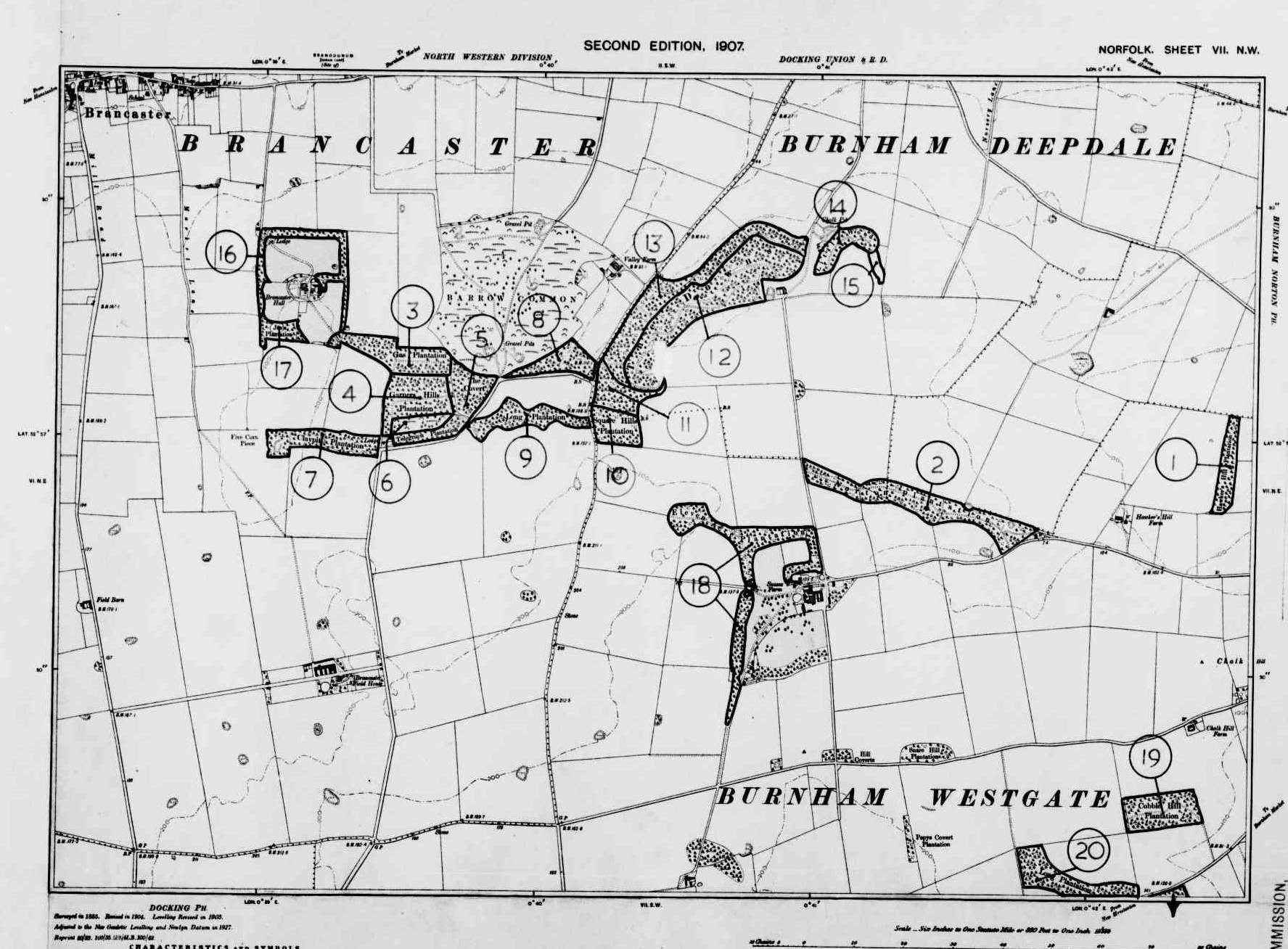 Detailed Old Map of norfolk Ordnance Survey (OS) Map Sheet 7 NW (Sheet ...
