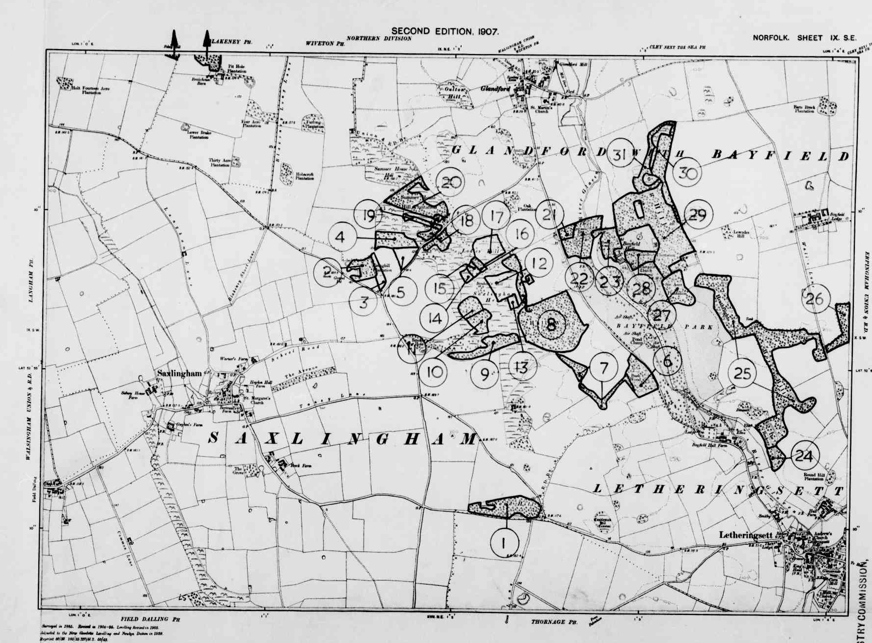 Detailed Old Map of norfolk Ordnance Survey (OS) Map Sheet 9 SE (Sheet ...